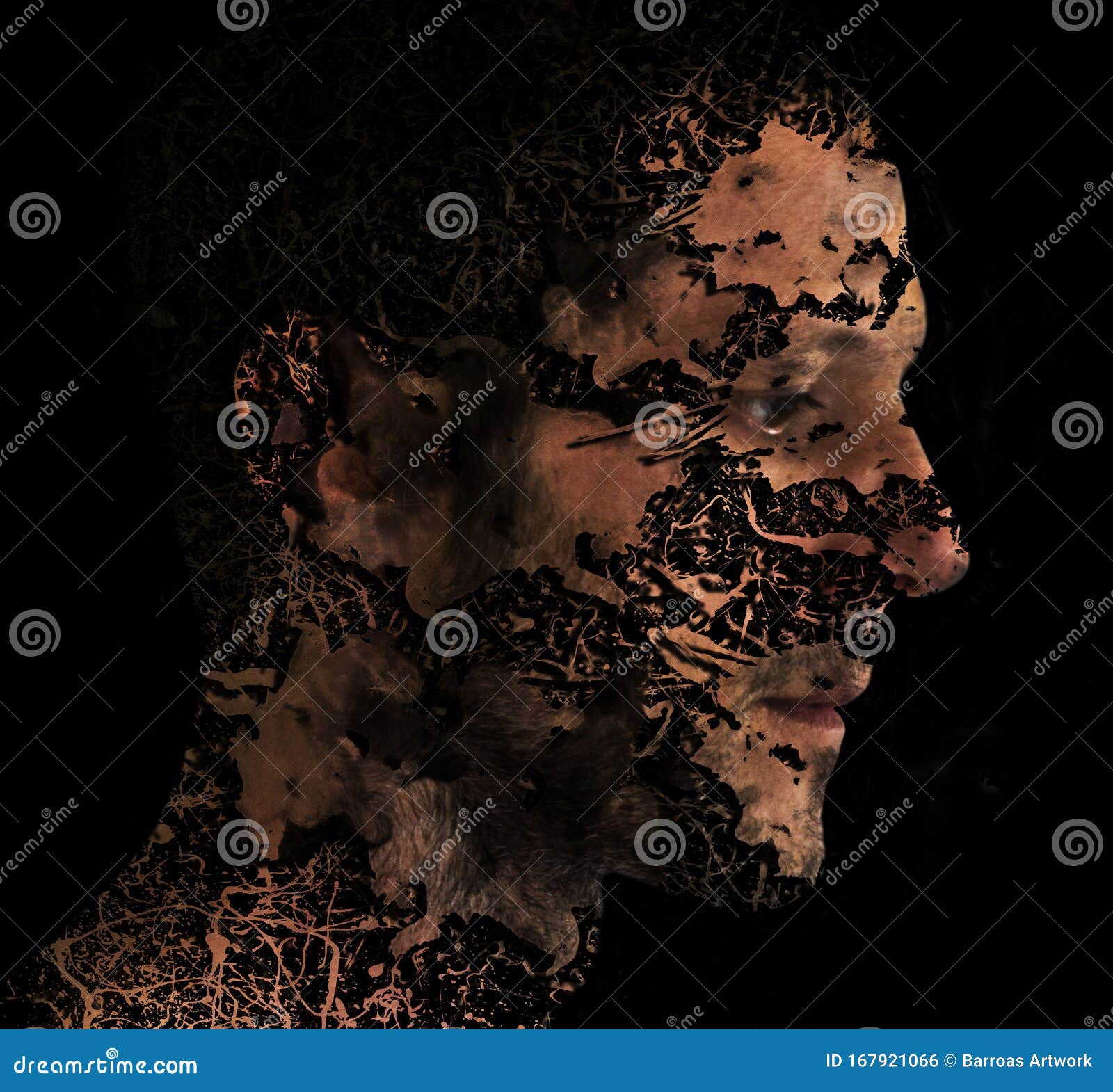 3D Illustration Of Surrealism Showing A Decomposing Man Head Royalty ...