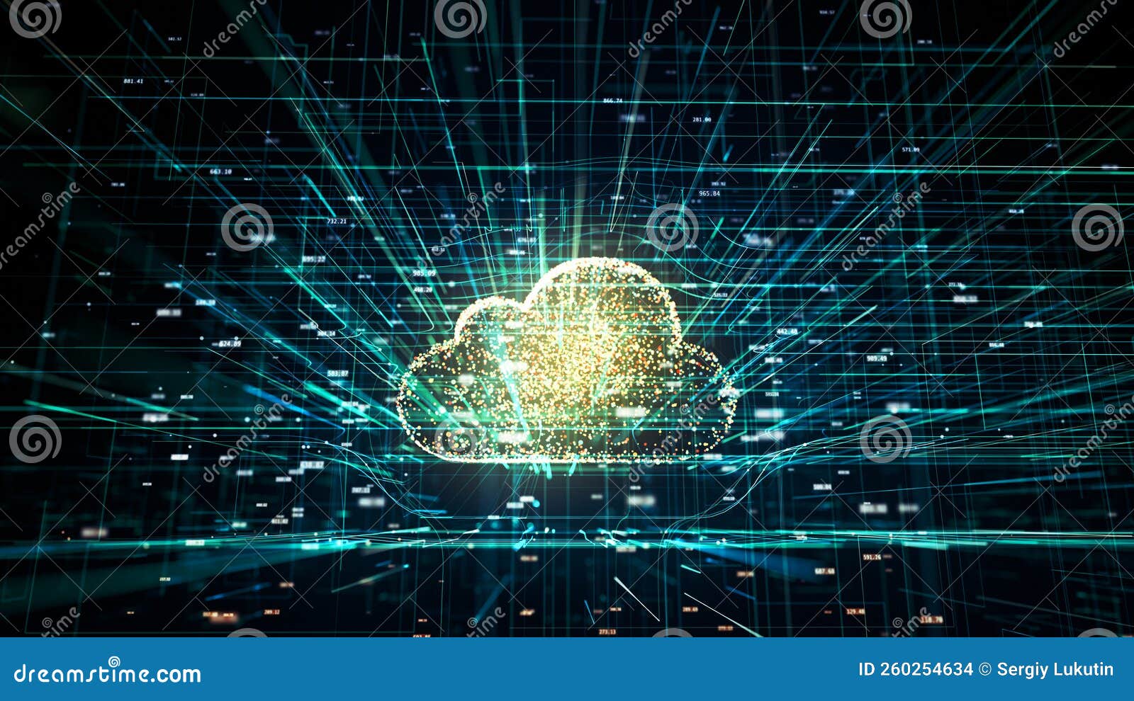 3D Illustration, Symbol of Cloud Technology in Modern Digital World ...