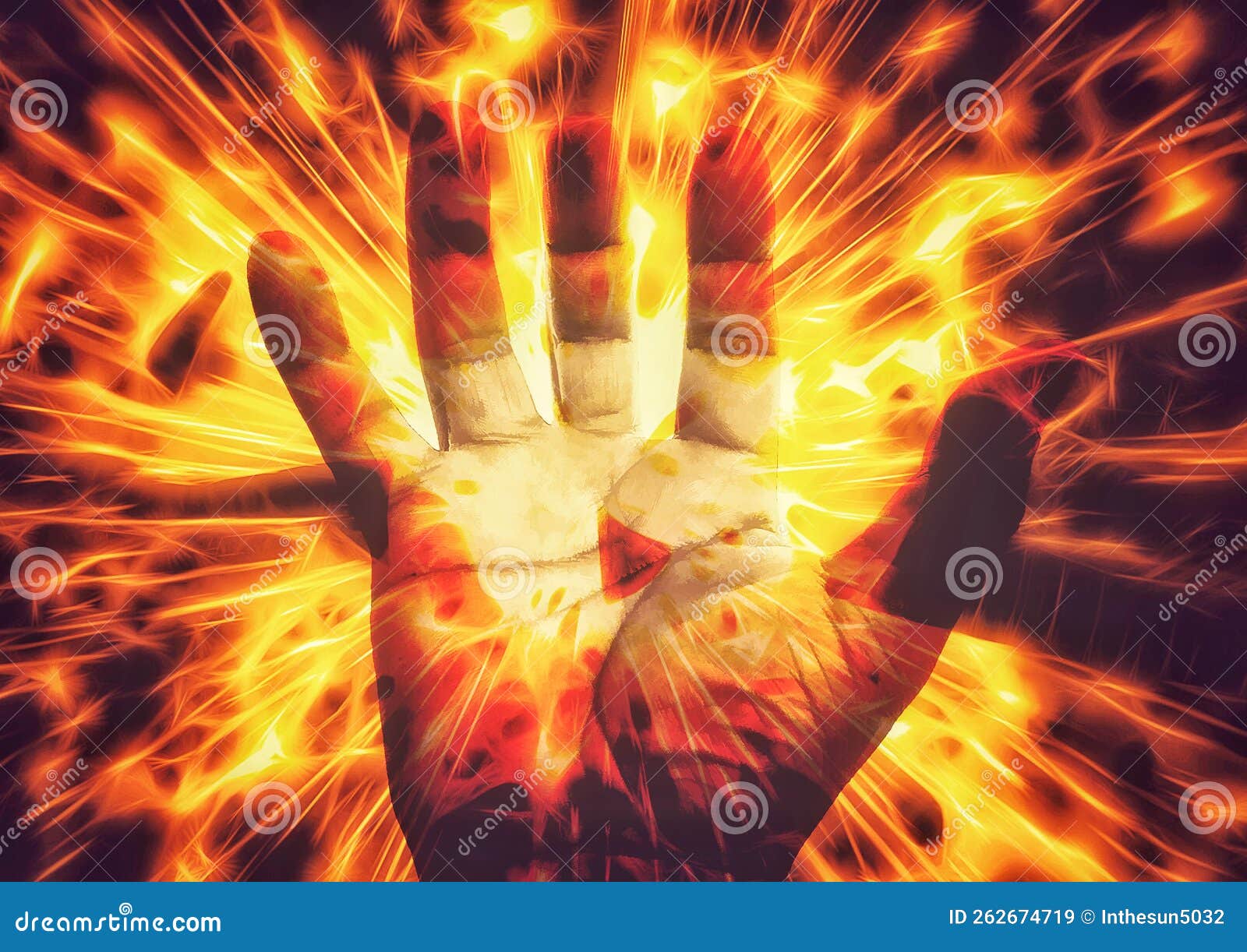 3d Illustration that Synthesizes the Effect of Flames on the Gesture of ...