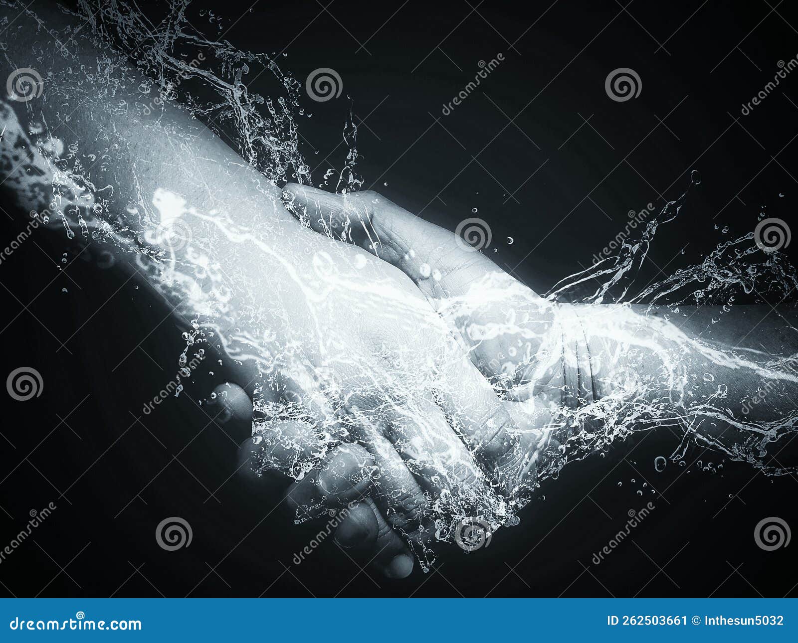 3d Illustration that Synthesizes the Effect of Water on the Handshake ...