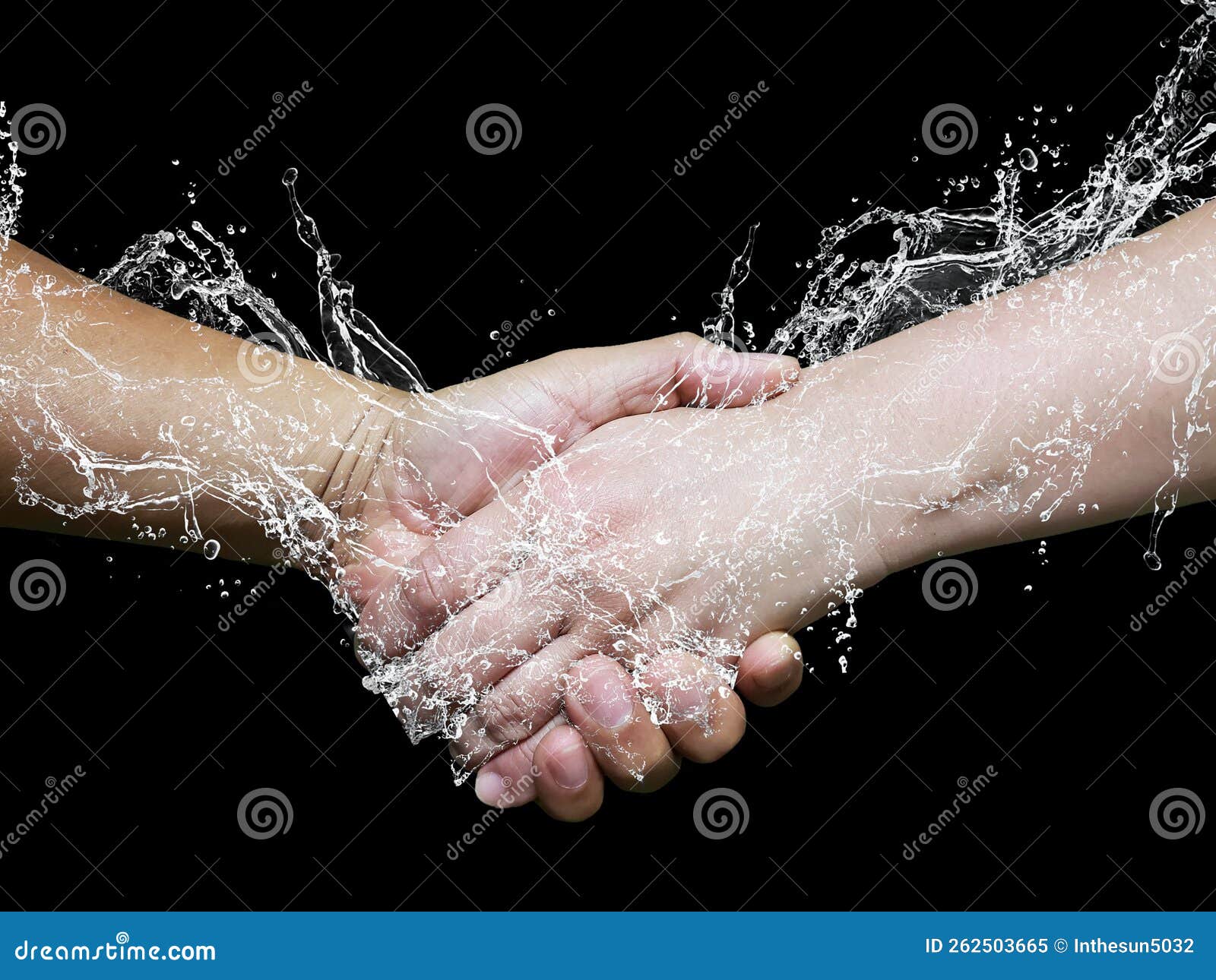 3d Illustration that Synthesizes the Effect of Water on the Handshake ...