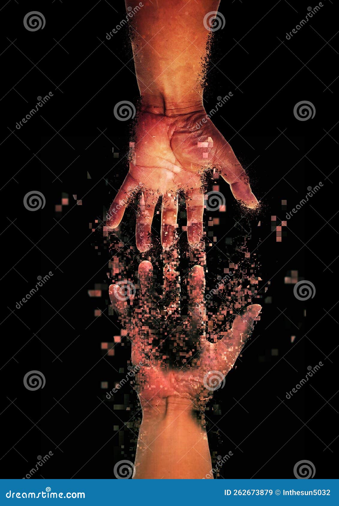 3d Illustration Synthesizing the Effect of an Explosion on a Handshake ...