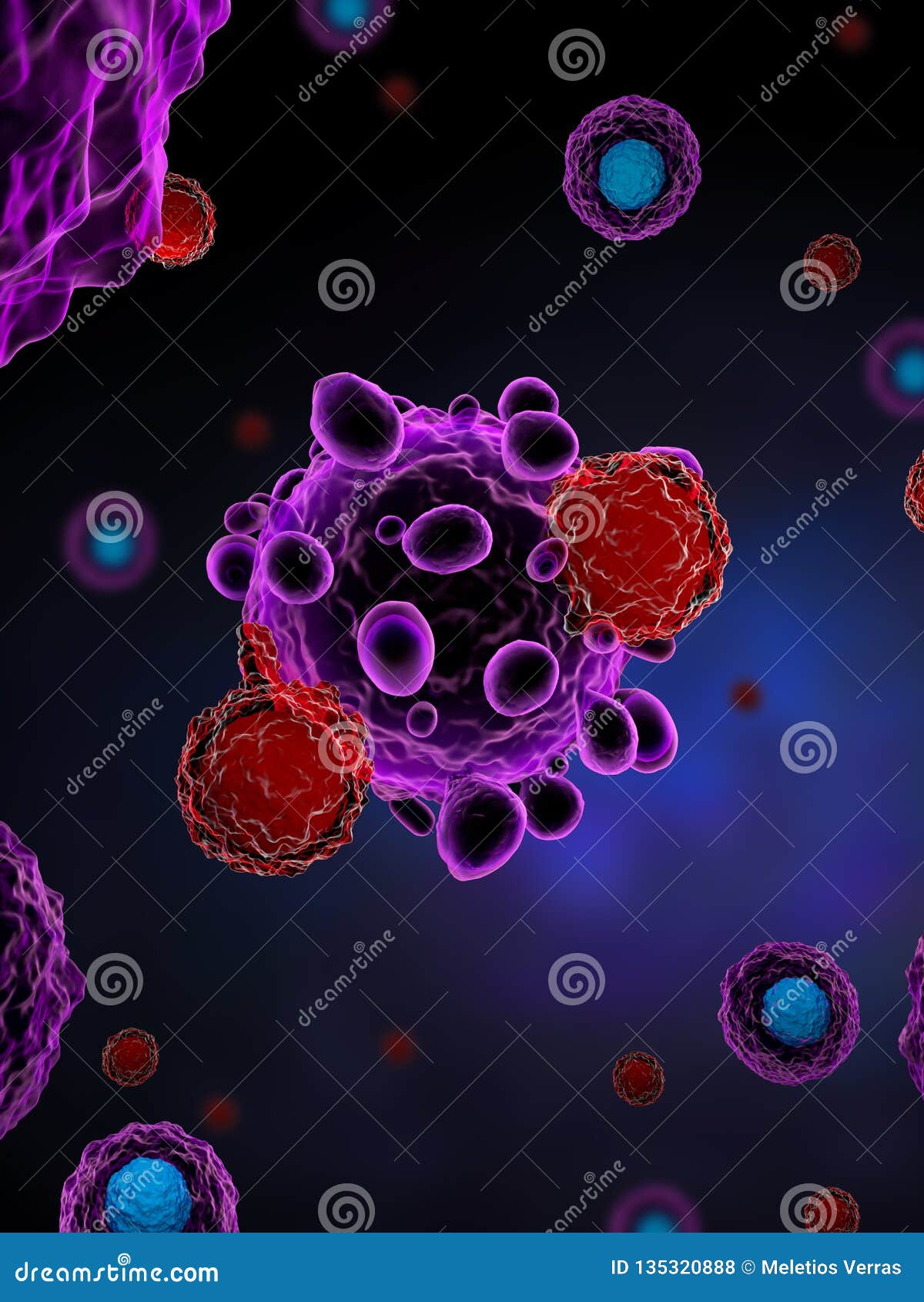 T Cells Attacking Cancer Cells Stock Illustration - Illustration of ...