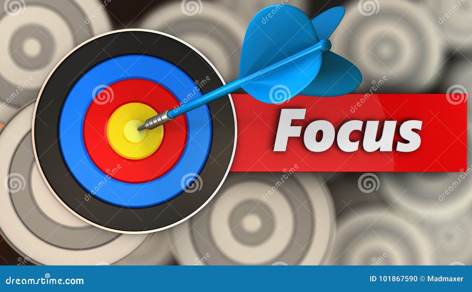 3d target with focus sign stock illustration. Illustration of multi ...