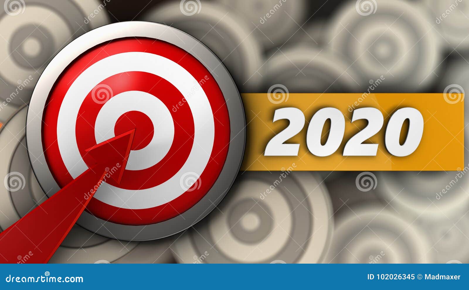3d Target with 2020 Year Sign Stock Illustration - Illustration of ...