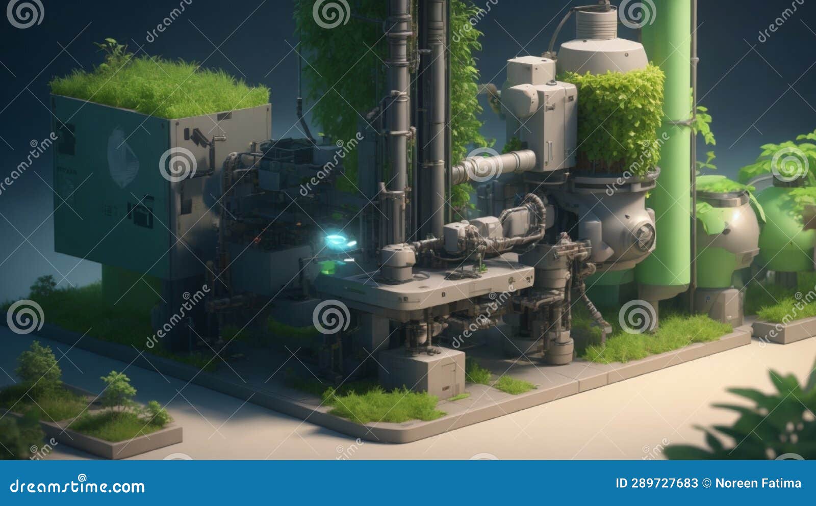 3d Illustration, Tech Plant Growing Stock Illustration - Illustration ...