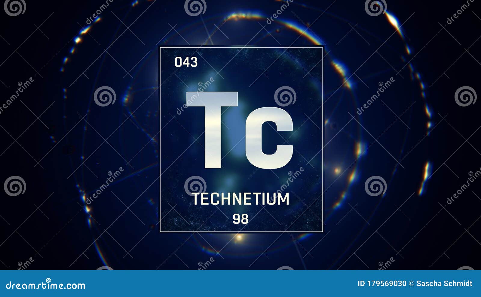Technetium As Element 43 of the Periodic Table 3D Illustration on Blue ...