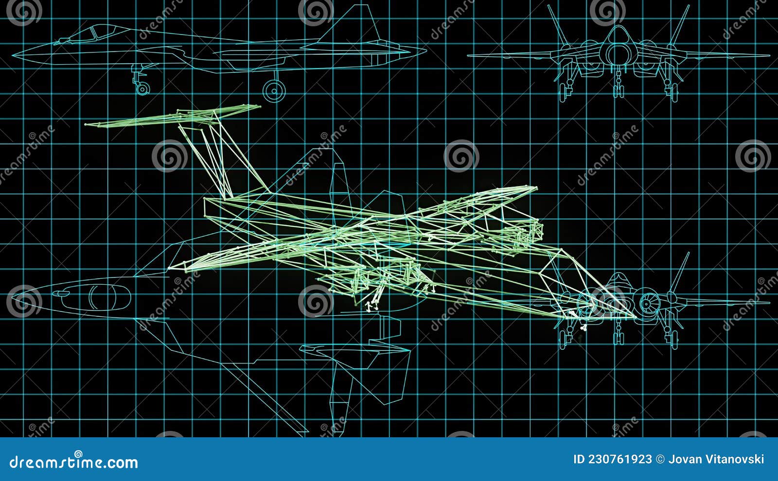 Technical Drawing of Airplane Design Being Drawn with Great Detail ...