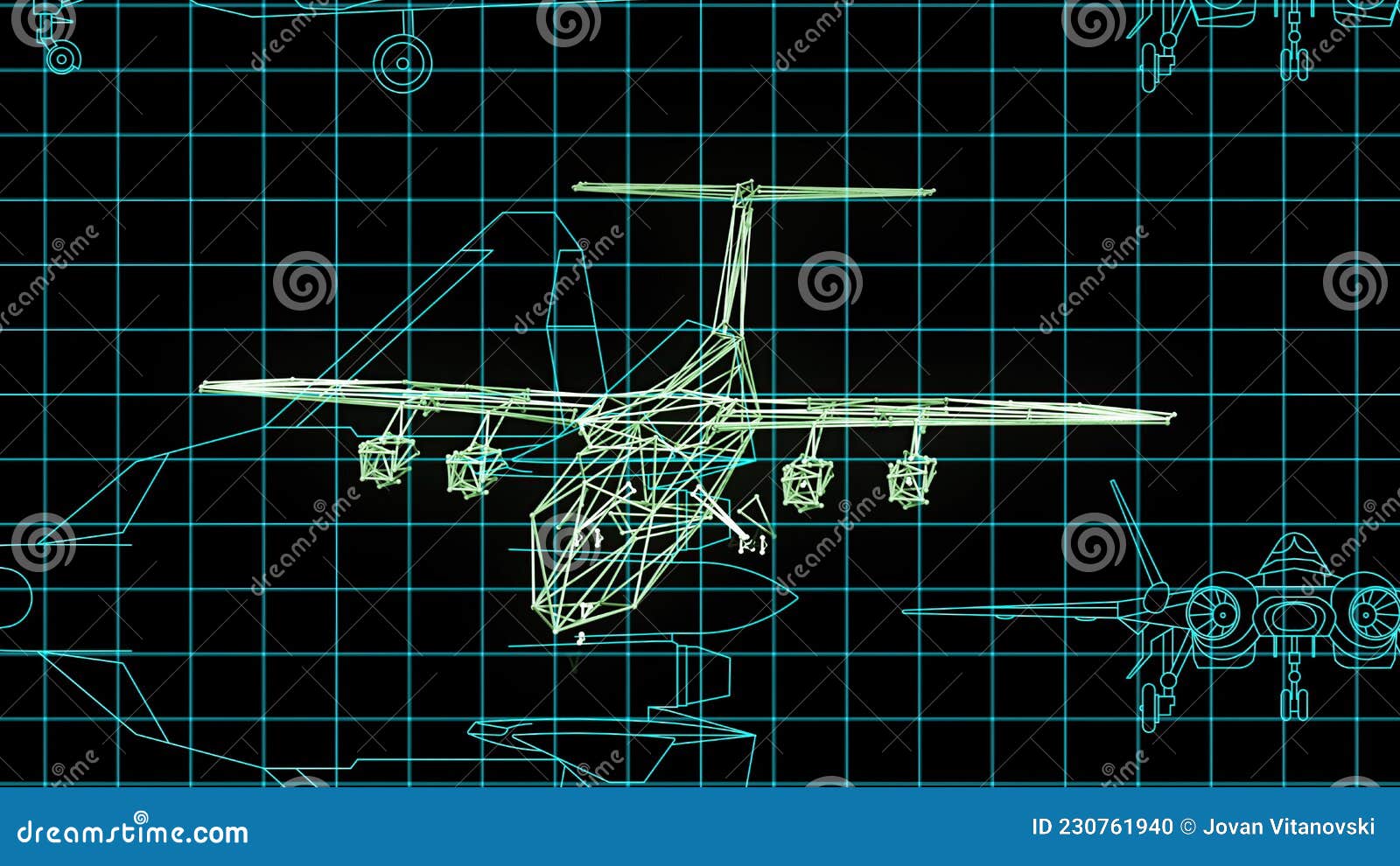 Technical Drawing of Airplane Design Being Drawn with Great Detail ...