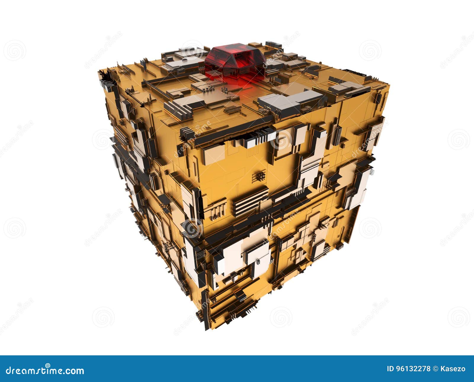 3d Illustration of Techno Cube. Stock Illustration - Illustration of techno, geometric: 96132278