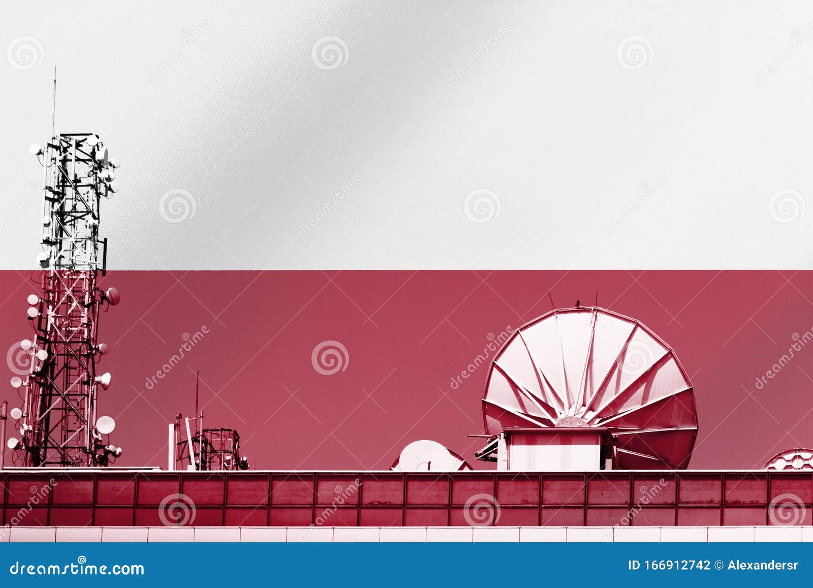 3D Illustration Telecommunications in Countries with the Flag of Poland ...