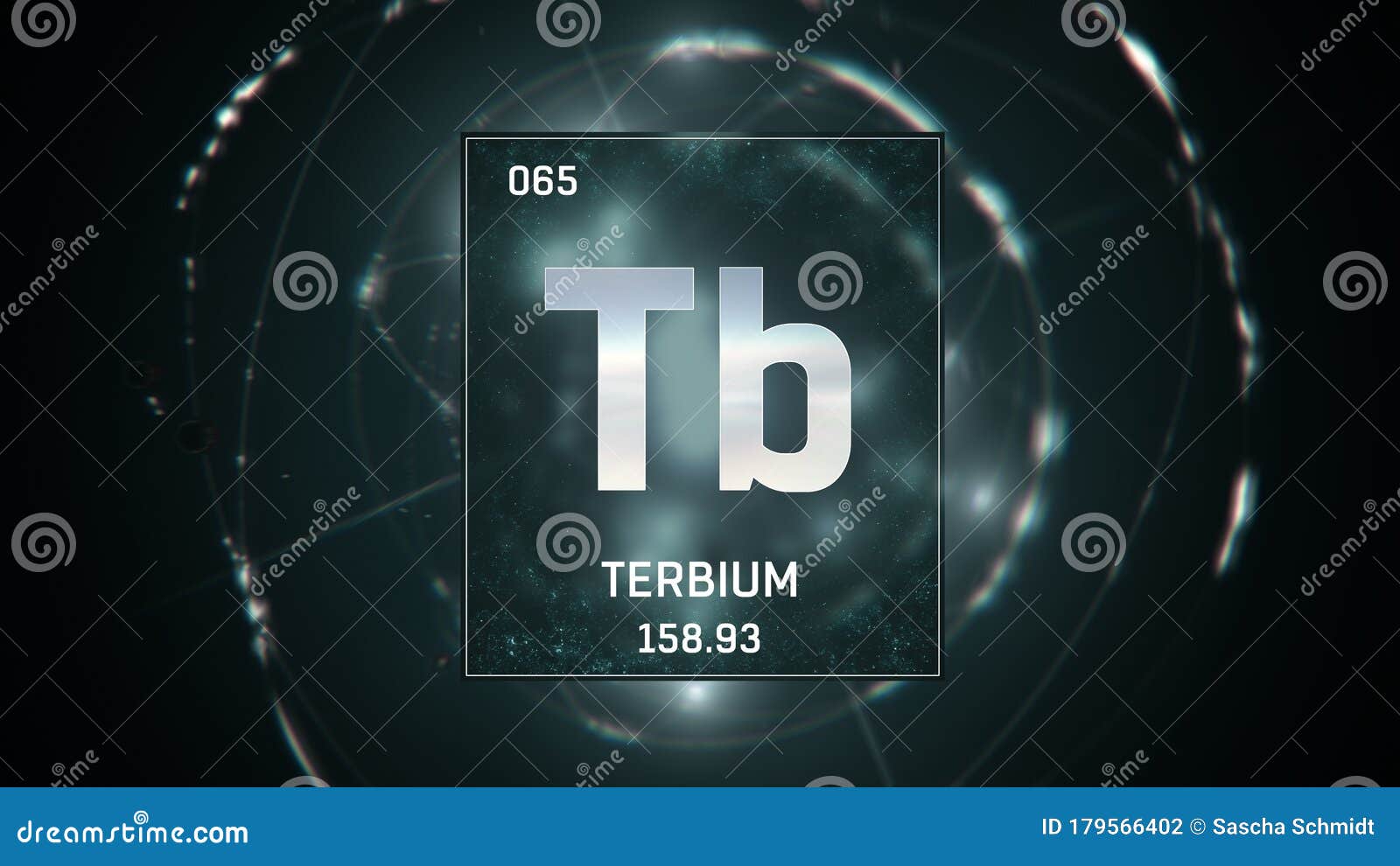 Terbium As Element 65 of the Periodic Table 3D Illustration on Green ...