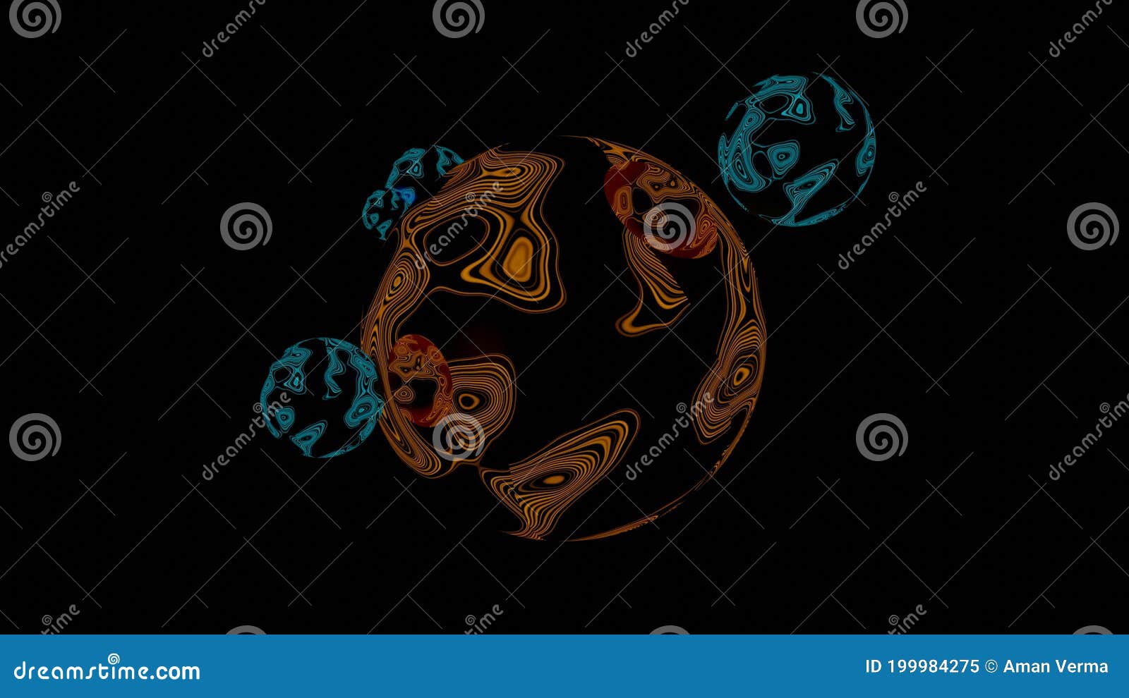 3D Illustration of Texture or Pattern Forming on Five Small Spheres ...