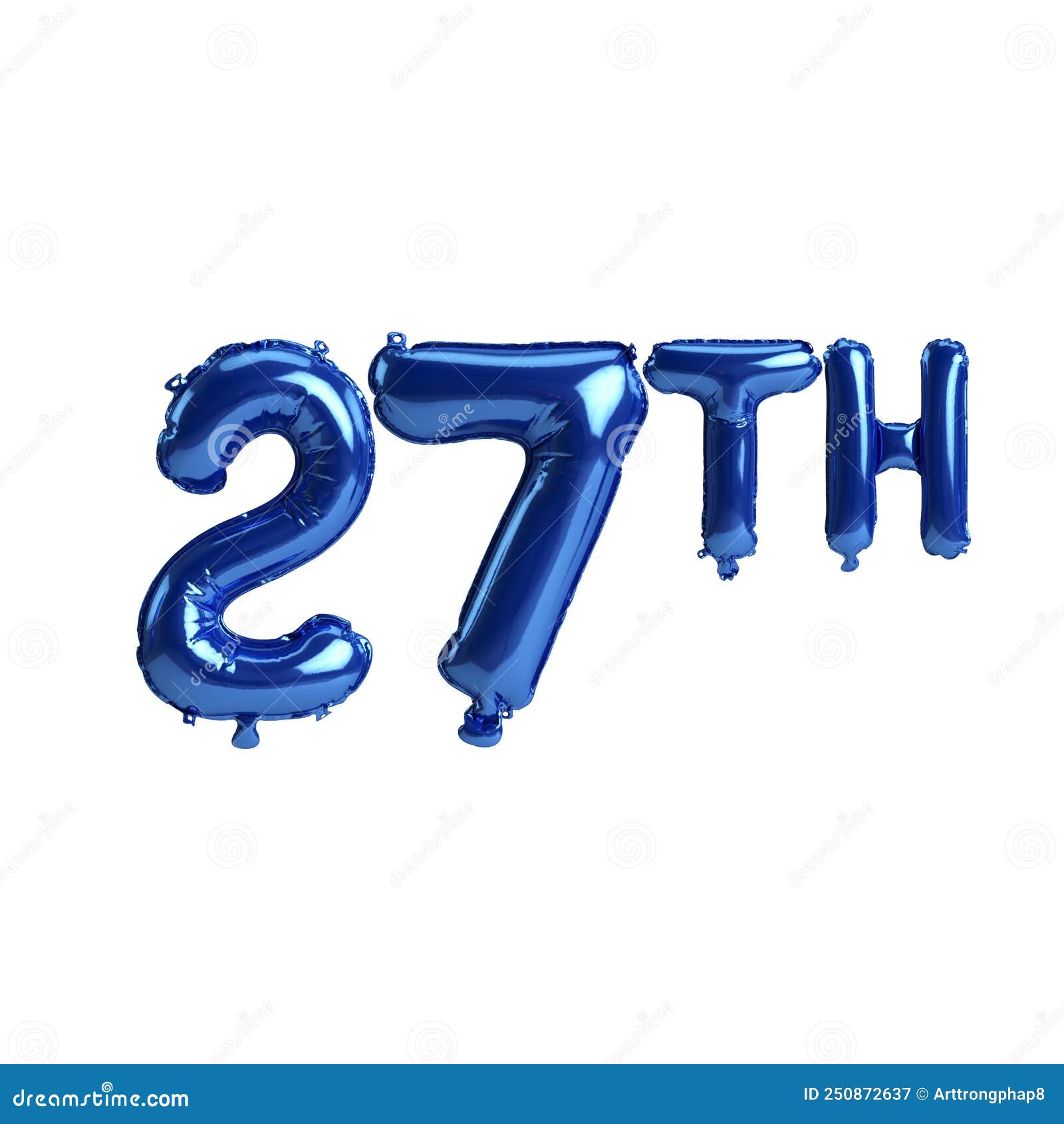 3d Illustration of 27th Blue Balloons Isolated on White Background ...