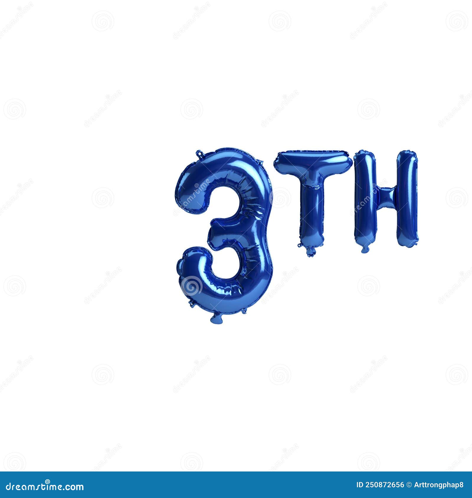 3d Illustration of 3th Blue Balloons Isolated on White Background Stock ...