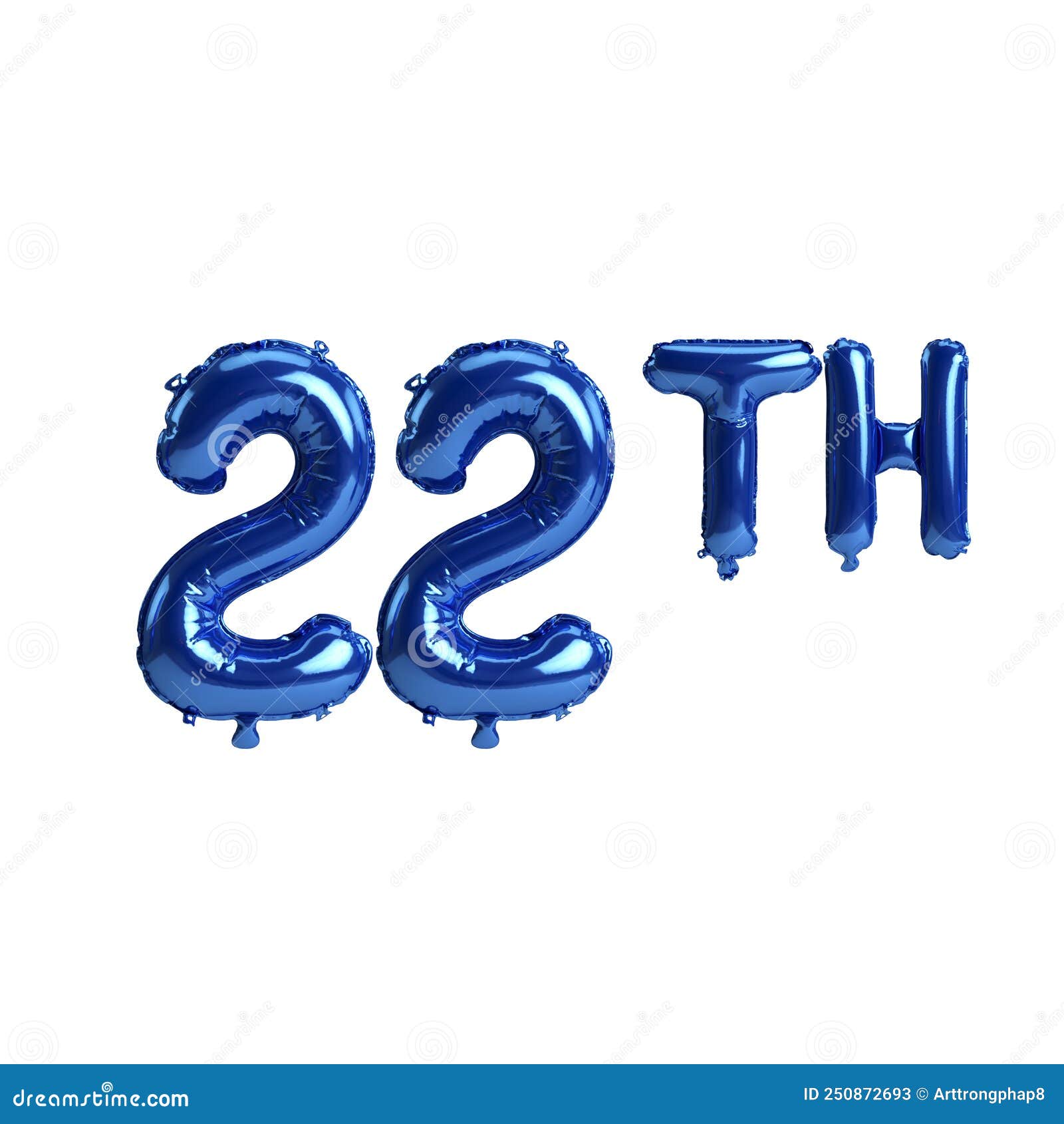 3d Illustration Of 22th Blue Balloons Isolated On White Background ...