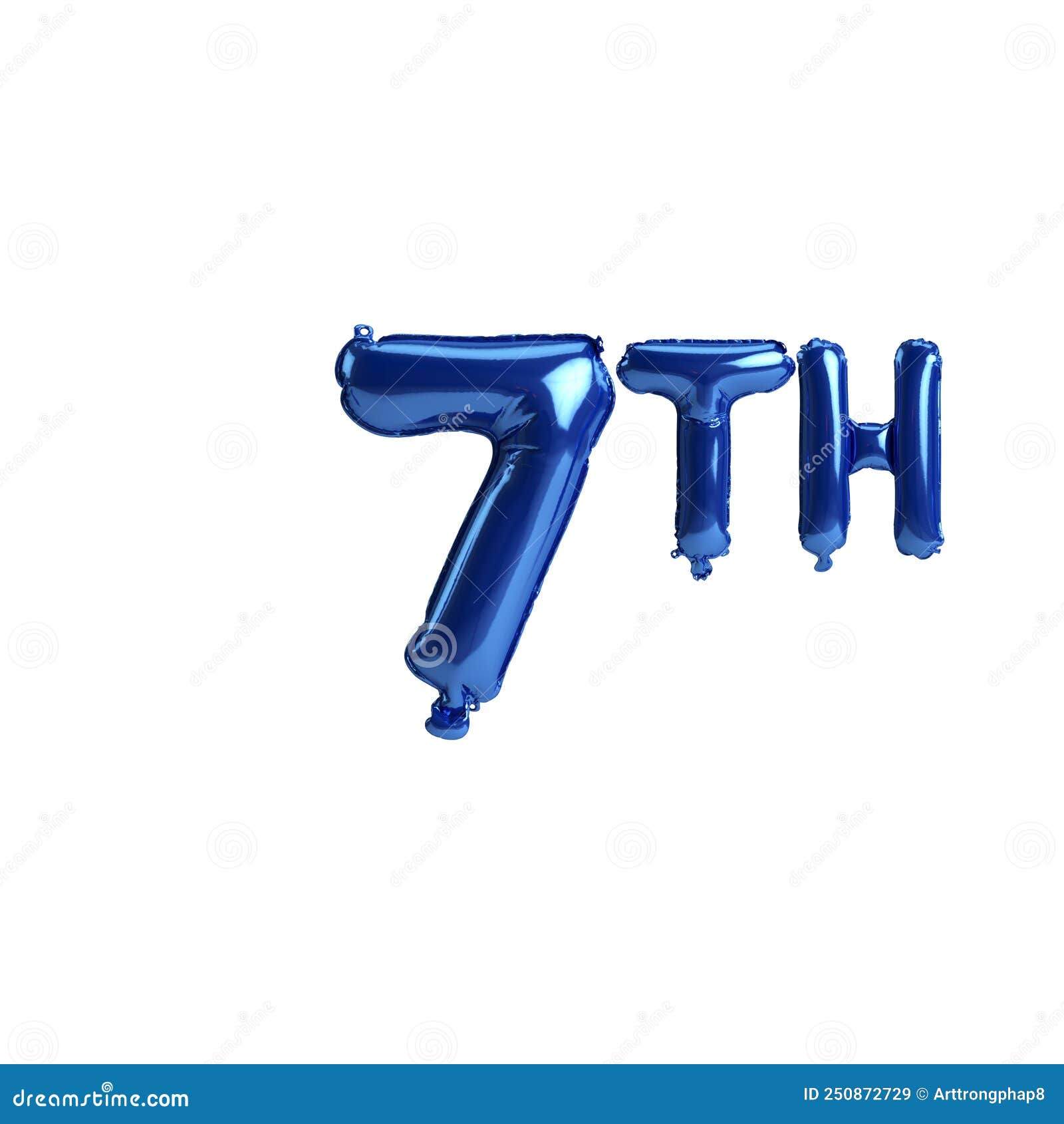 3d Illustration of 7th Blue Balloons Isolated on White Background Stock ...