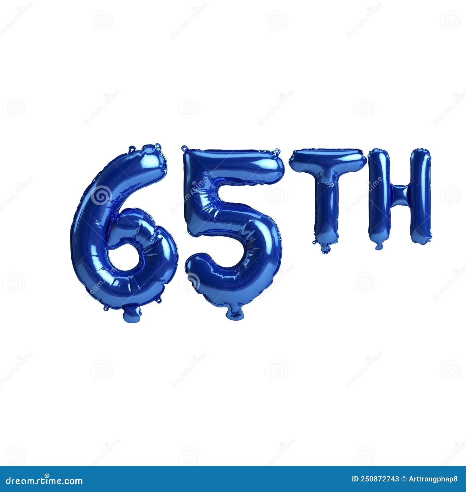3d Illustration of 65th Blue Balloons Isolated on White Background ...