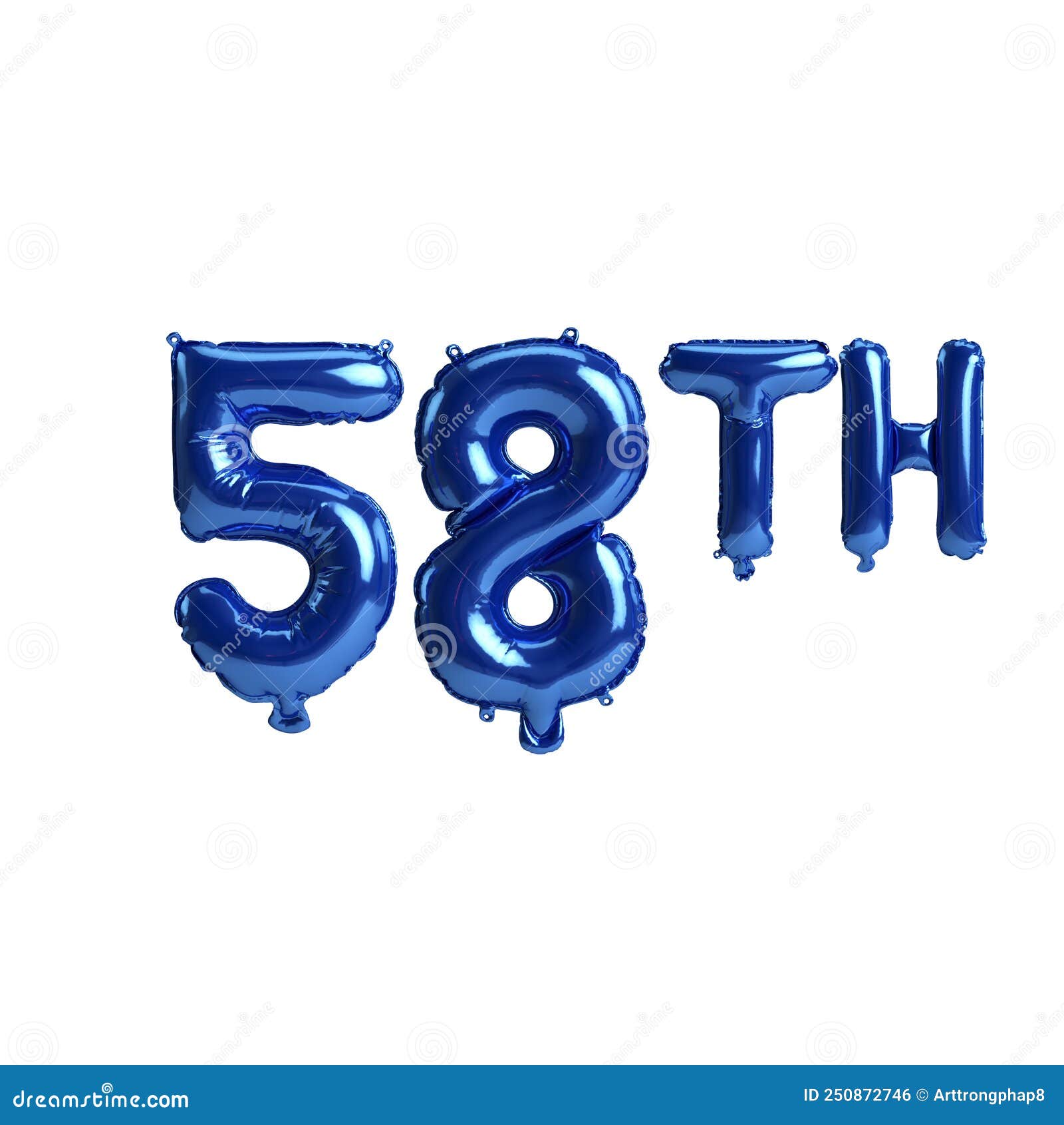3d Illustration of 58th Blue Balloons Isolated on White Background ...