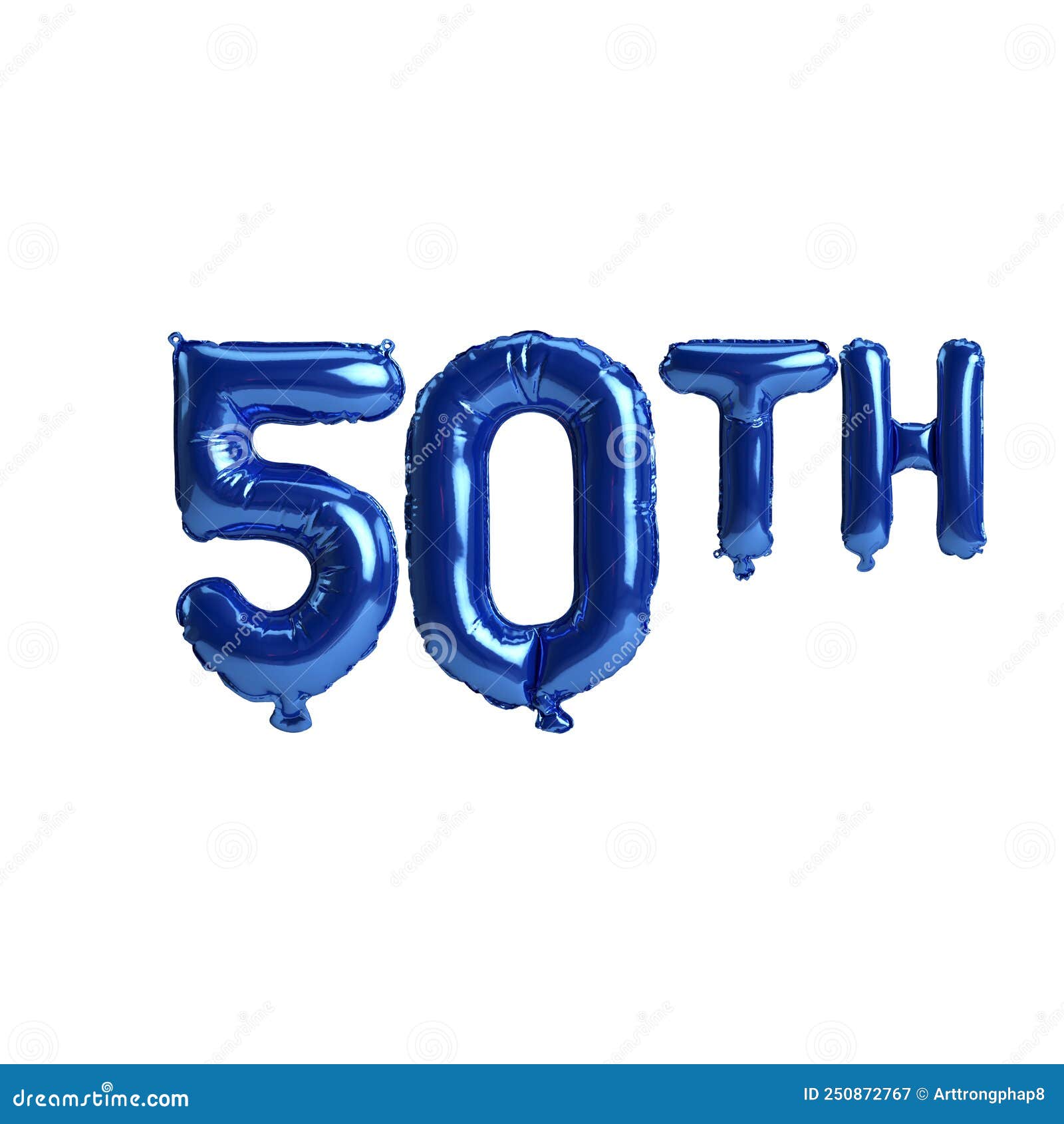 3d Illustration of 50th Blue Balloons Isolated on White Background ...
