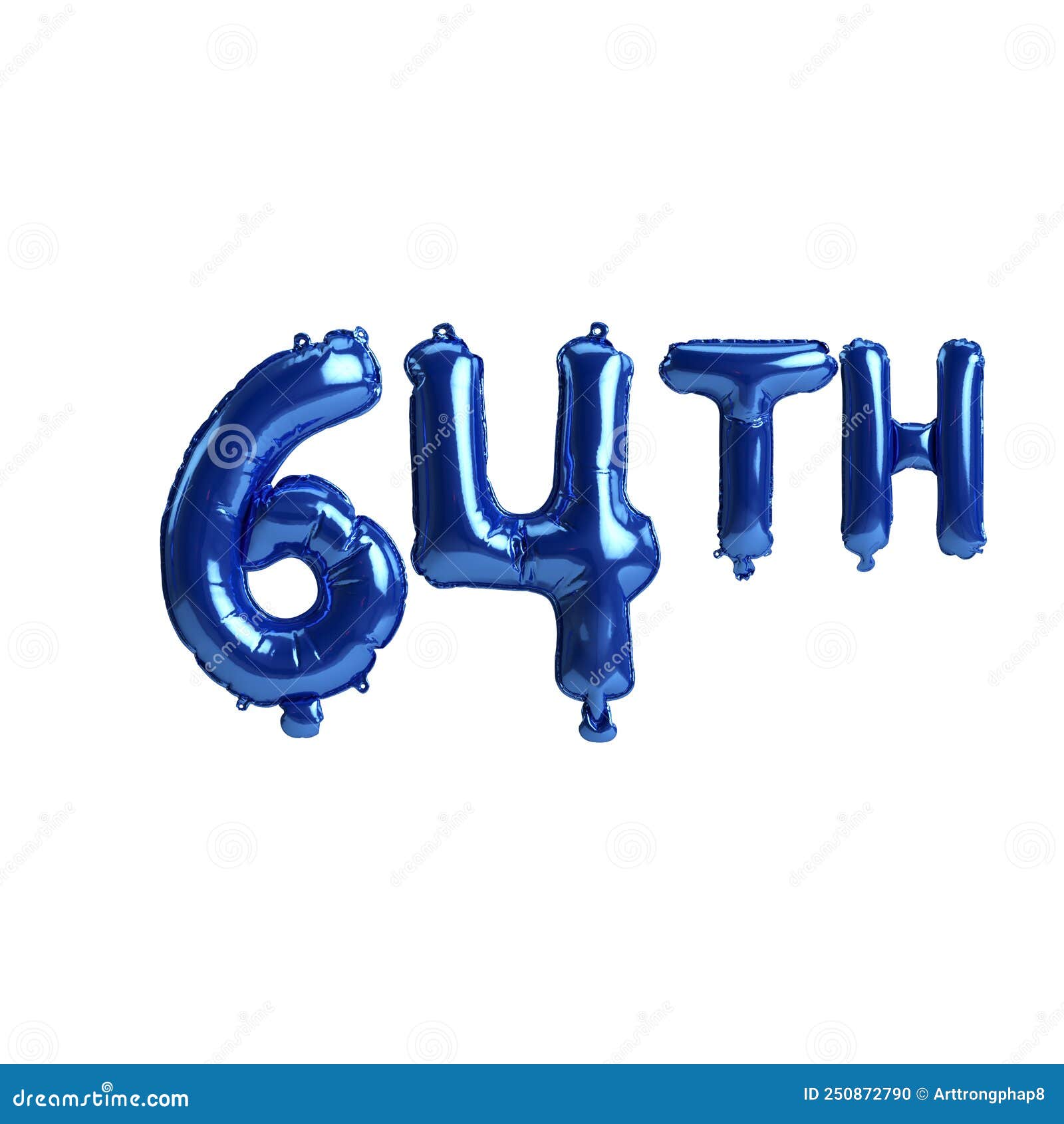 3d Illustration of 64th Blue Balloons Isolated on White Background ...