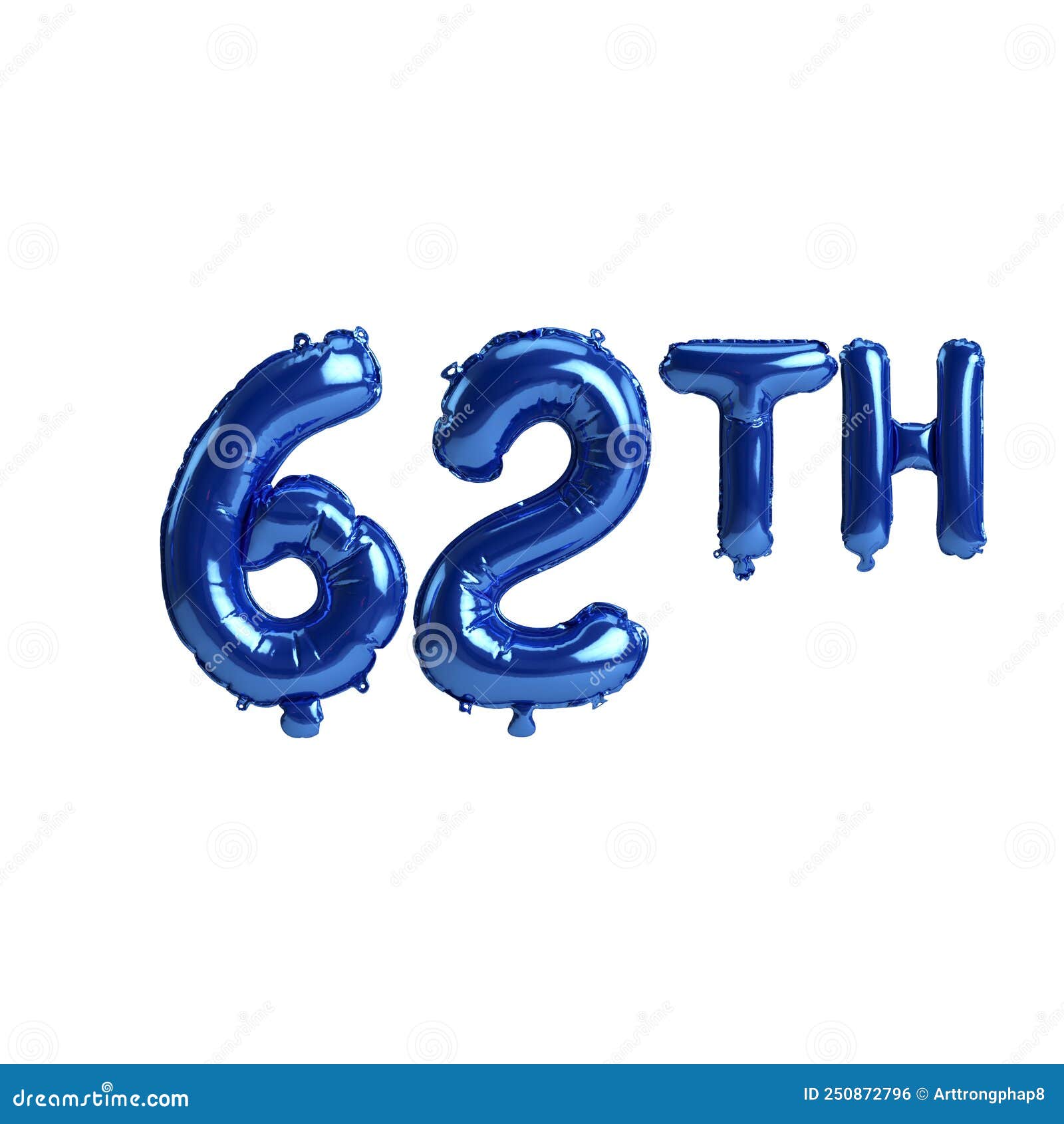 3d Illustration of 62th Blue Balloons Isolated on White Background ...