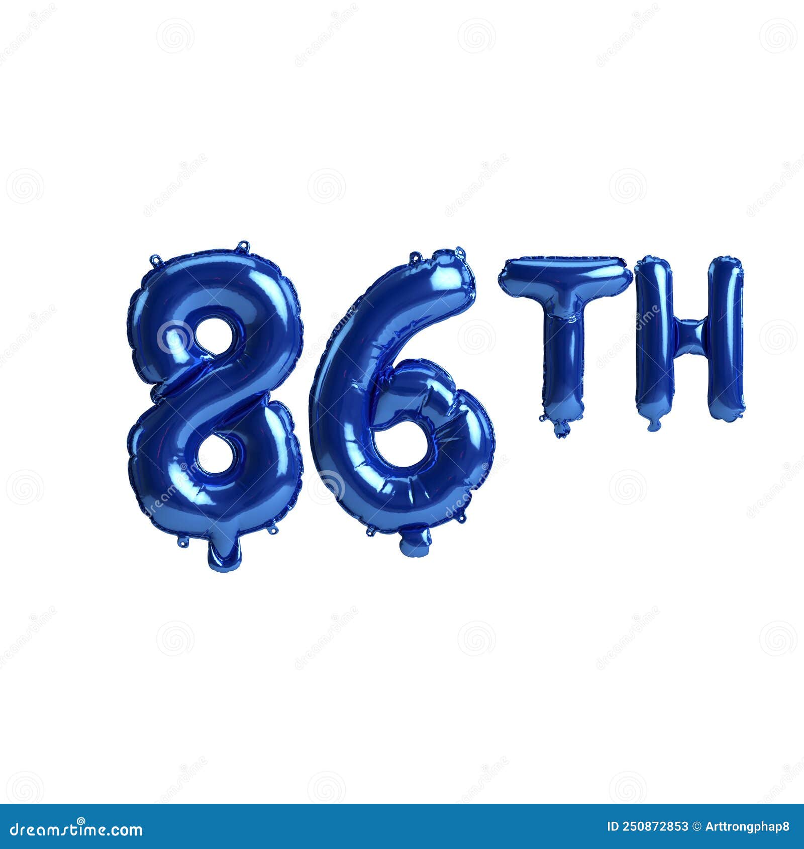 3d Illustration of 86th Blue Balloons Isolated on White Background ...