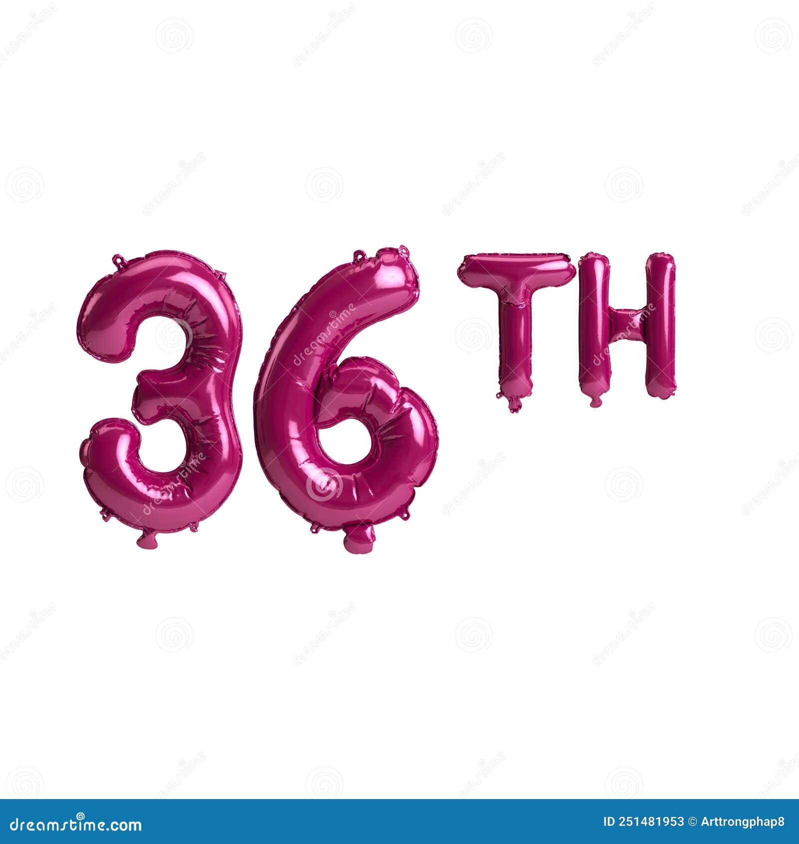 3d Illustration of 36th Dark Pink Balloons Isolated on Background Stock ...