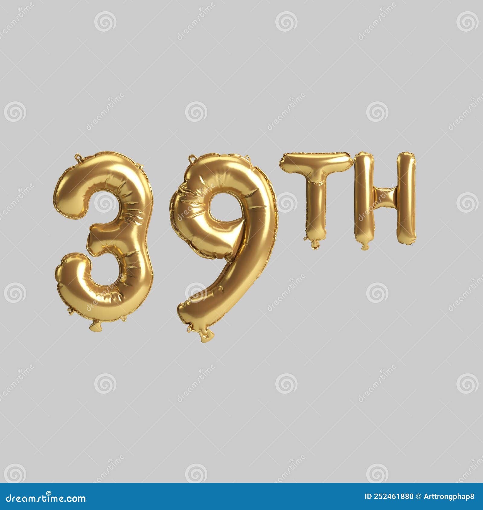 3d Illustration Of 39th Gold Balloons Isolated On Background ...