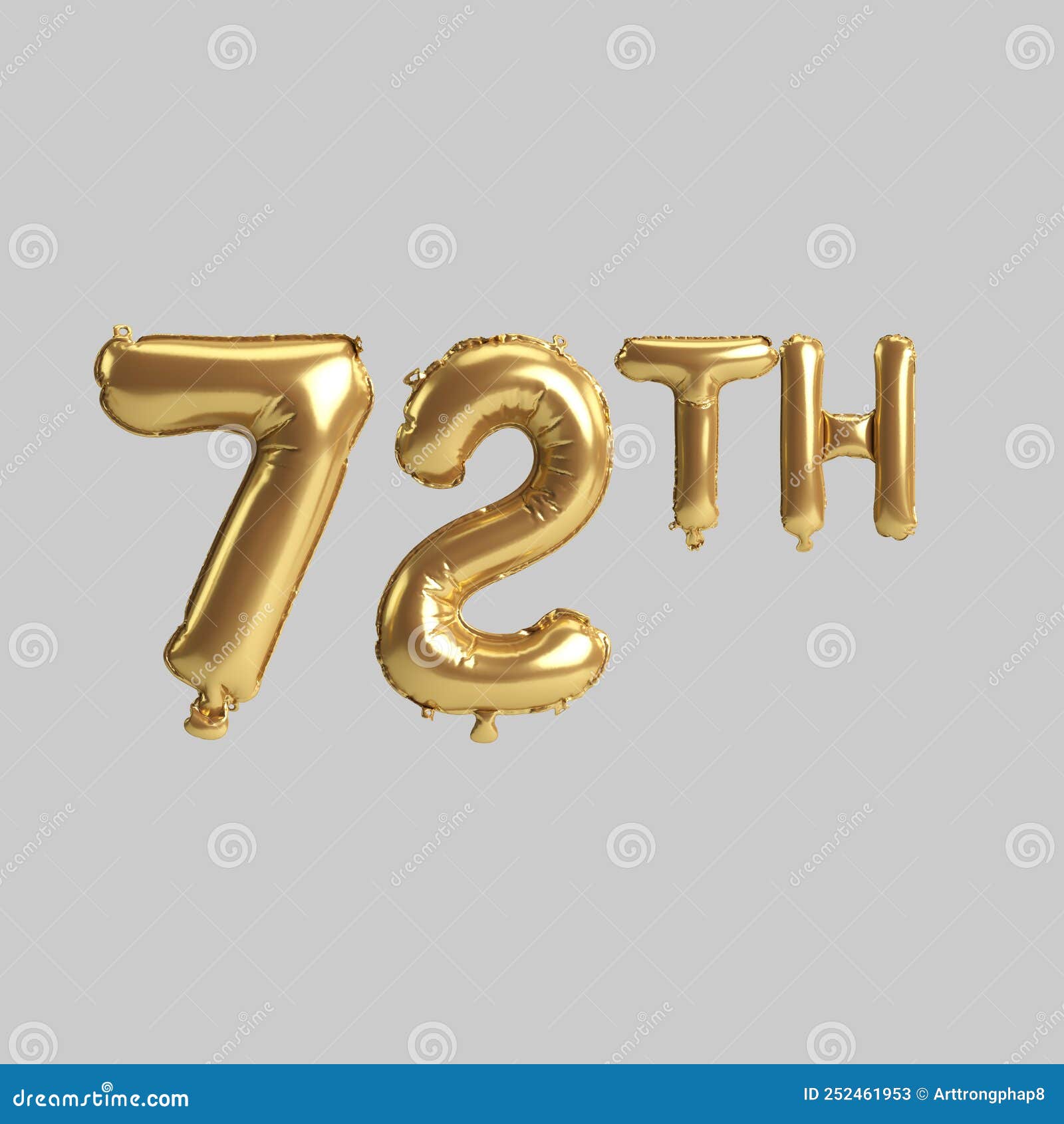 3d Illustration Of 72th Blue Balloons Isolated On White Background ...