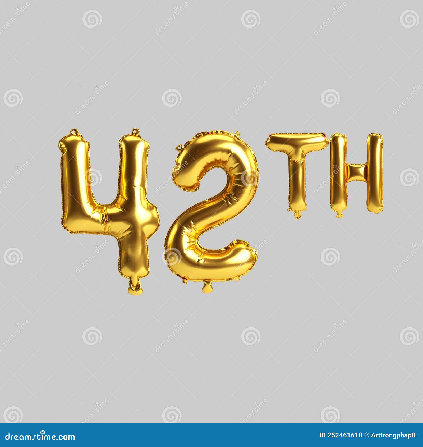 3d Illustration Of 42th Golden Balloons Isolated On White Background ...