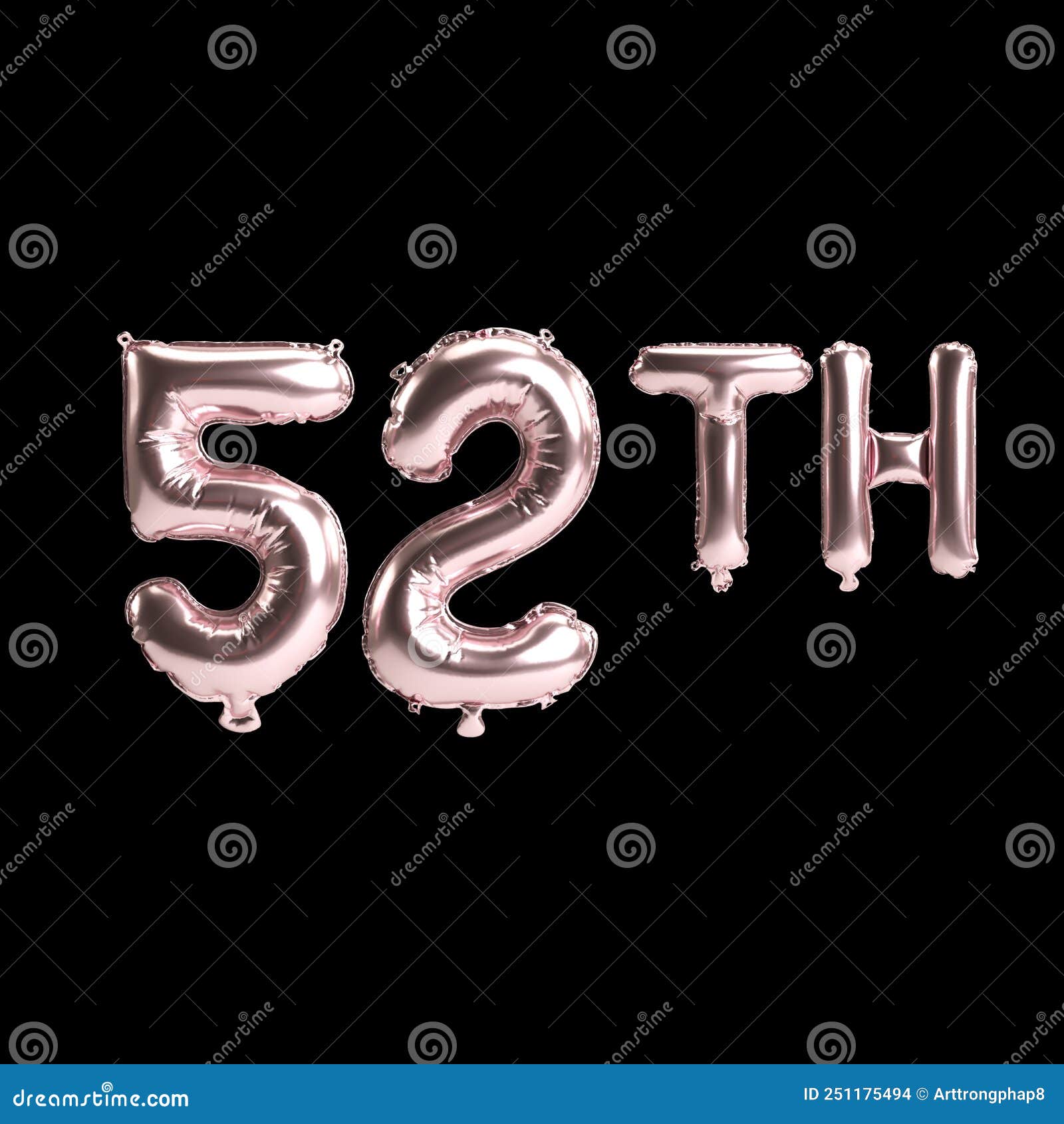 Happy 52th Birthday Gold Foil Balloon Greeting Background. Vector ...