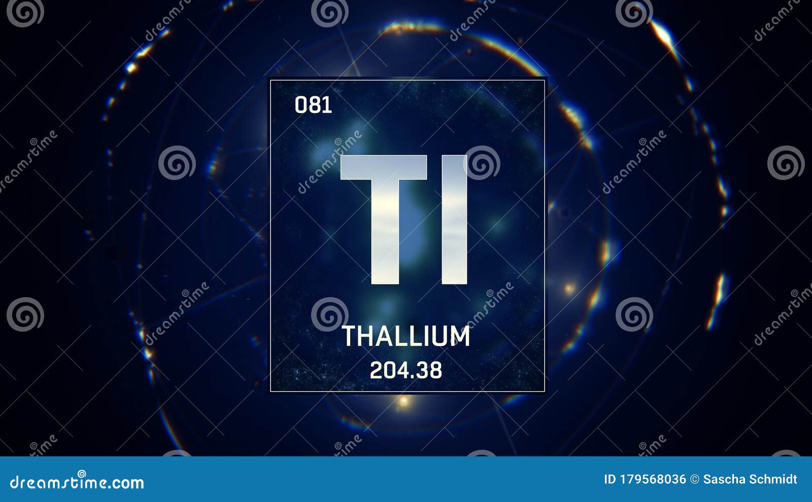 Thallium As Element 81 of the Periodic Table 3D Illustration on Blue ...