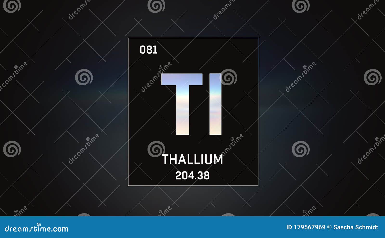 Thallium As Element 81 Of The Periodic Table 3D Illustration On Grey ...