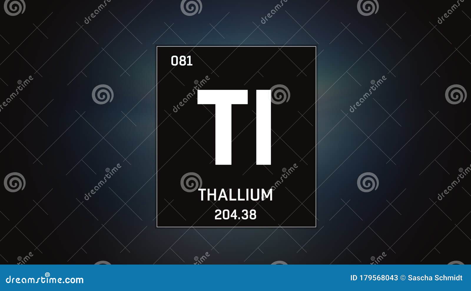 Thallium As Element 81 of the Periodic Table 3D Illustration on Grey ...