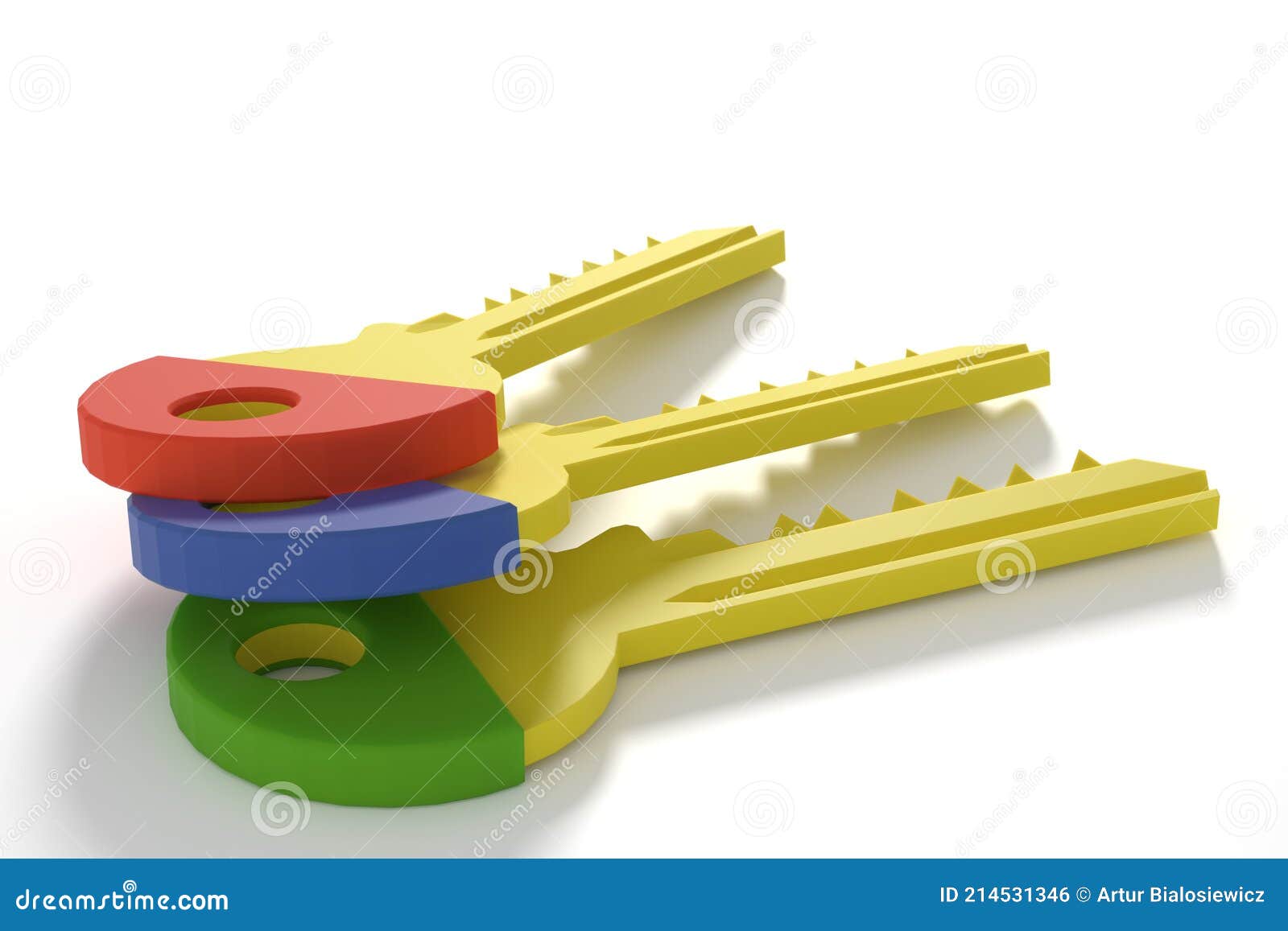 Three Different Colored Keys Stock Illustration - Illustration of ...