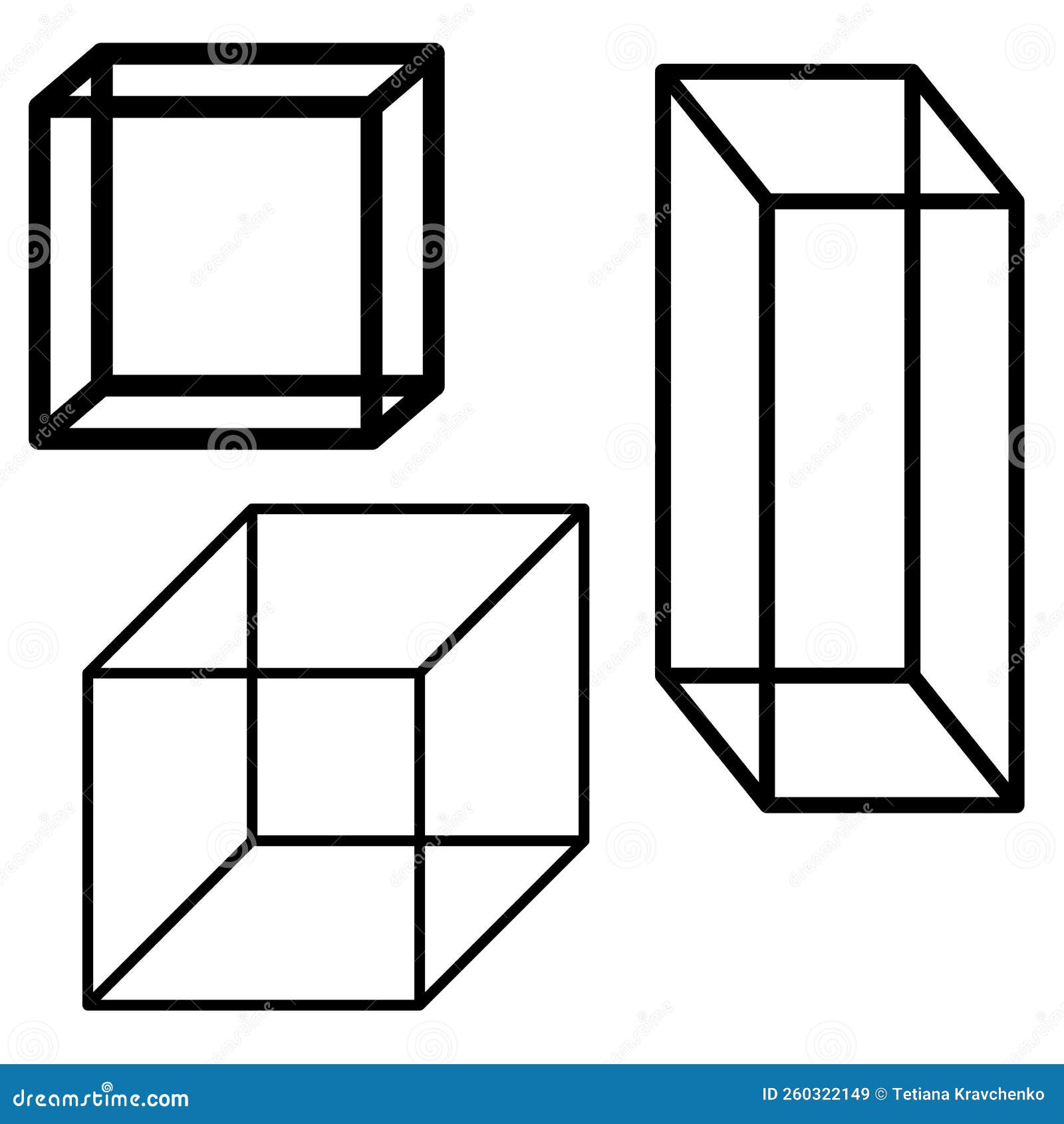 3d Illustration with Three-dimensional Square Lines. Concept Art ...