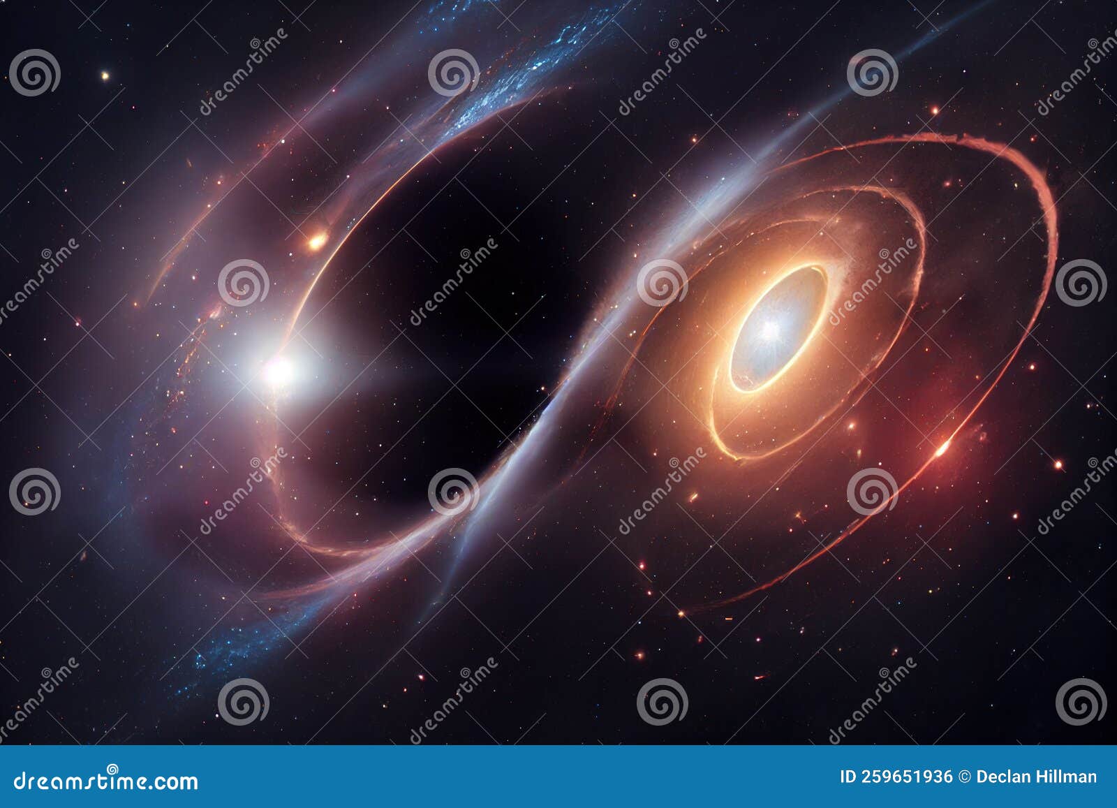 Three Merging Supermassive Black Holes Stock Illustration ...