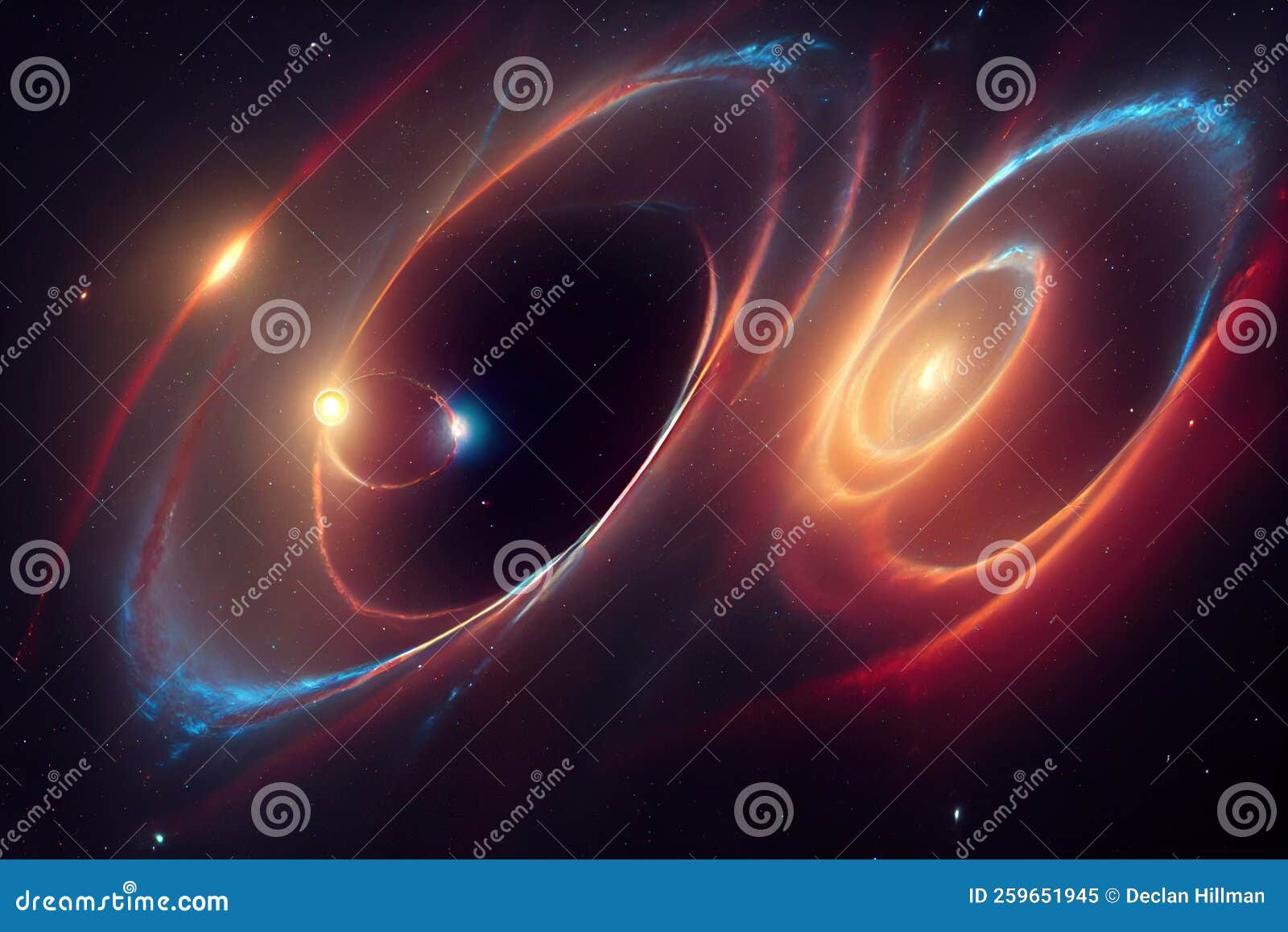 Three Merging Supermassive Black Holes Stock Illustration ...