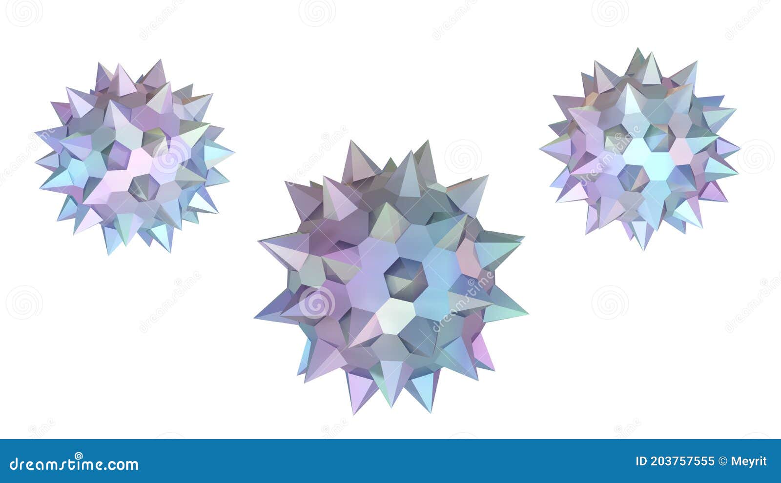 3d Illustration. Three Spiky Metal Spheres Isolated on White Background ...