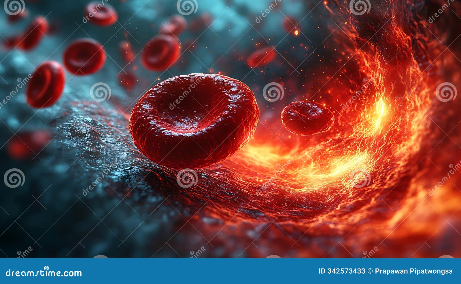 3D Illustration of Thrombus and Blood Flow Obstruction Stock ...