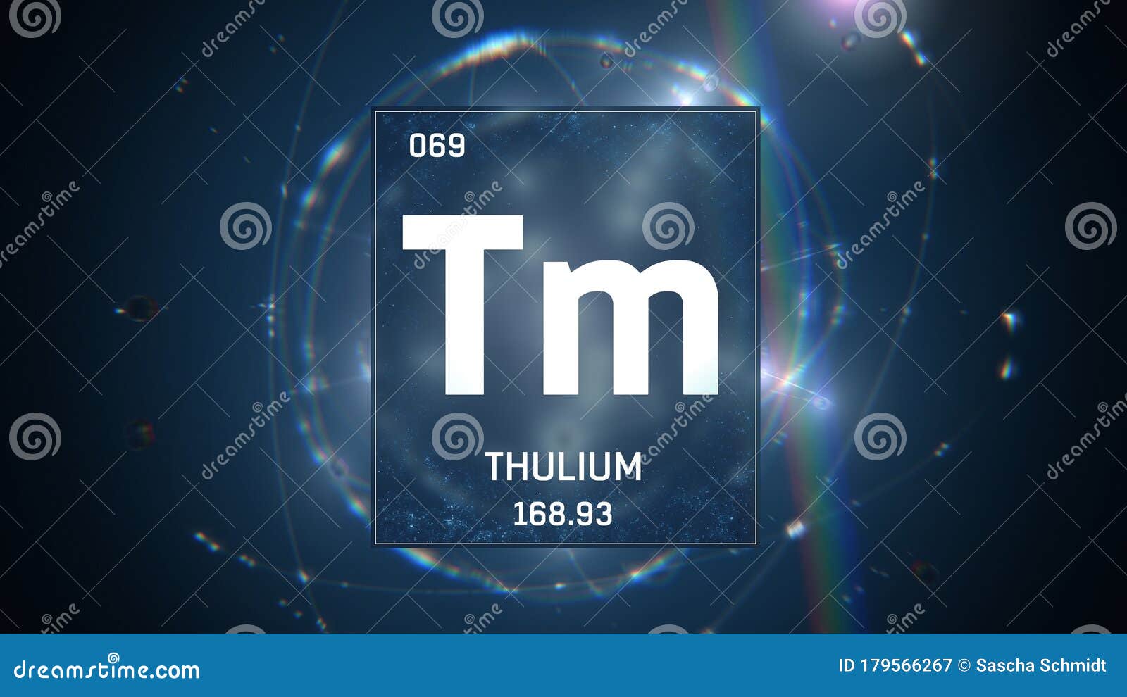 Thulium As Element 69 of the Periodic Table 3D Illustration on Blue ...