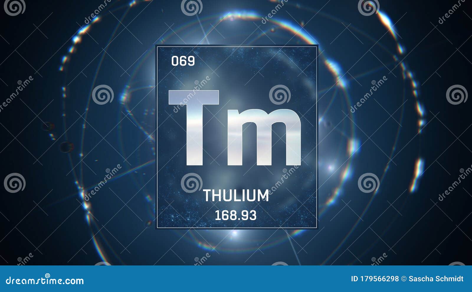 Thulium As Element 69 of the Periodic Table 3D Illustration on Blue ...