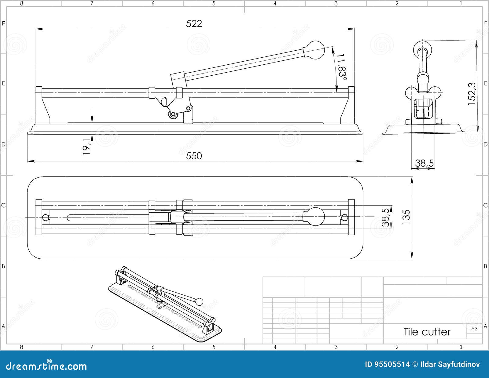 3D Illustration of Tile Cutter Stock Illustration - Illustration of ...