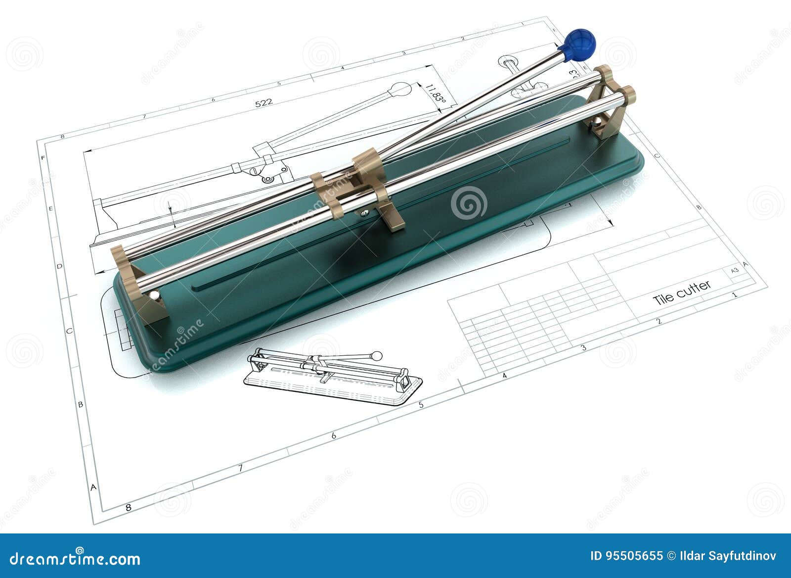 3D Illustration of Tile Cutter Stock Illustration - Illustration of ...