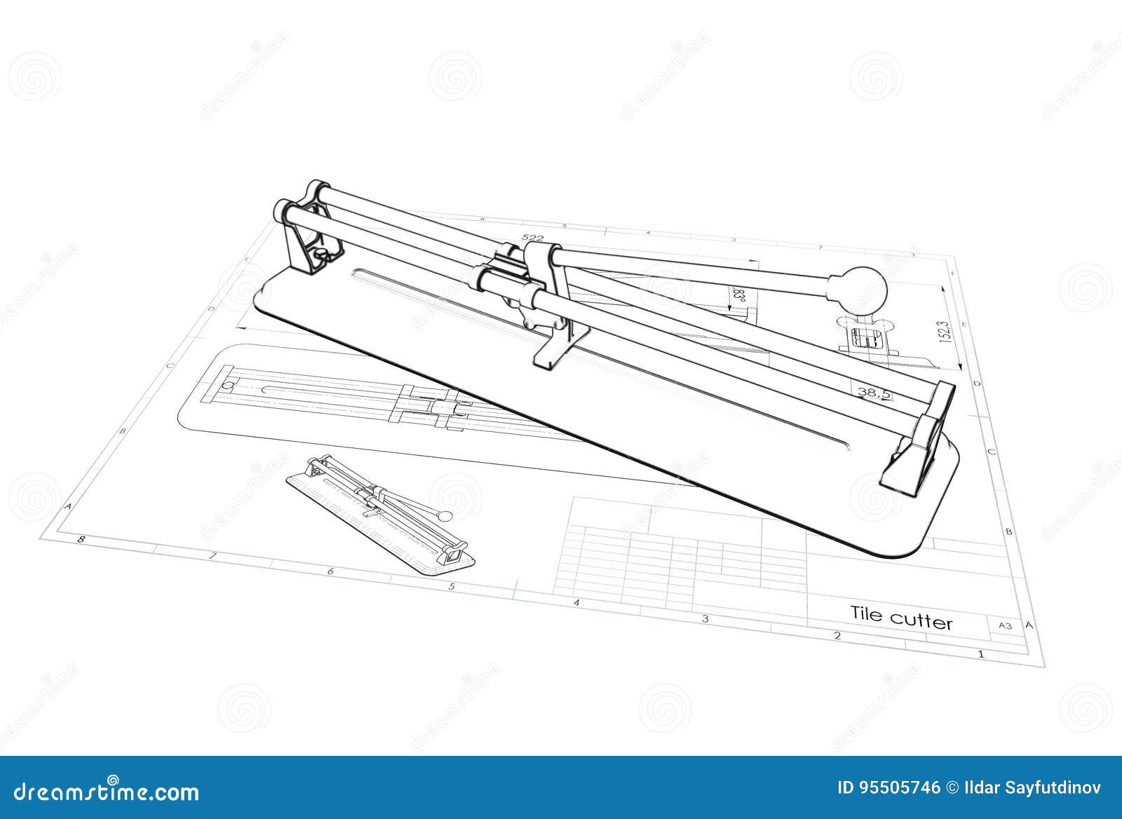 3D Illustration of Tile Cutter Stock Illustration - Illustration of ...