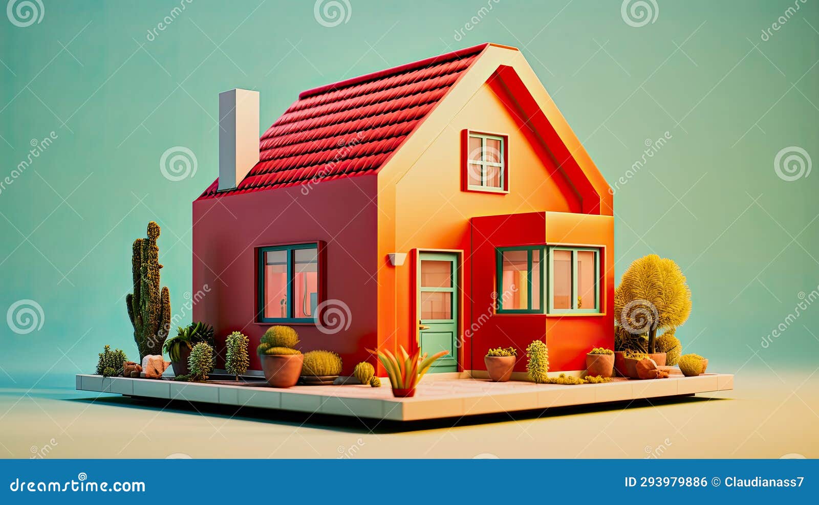3d Illustration of a Tiny Red House Model Stock Illustration ...