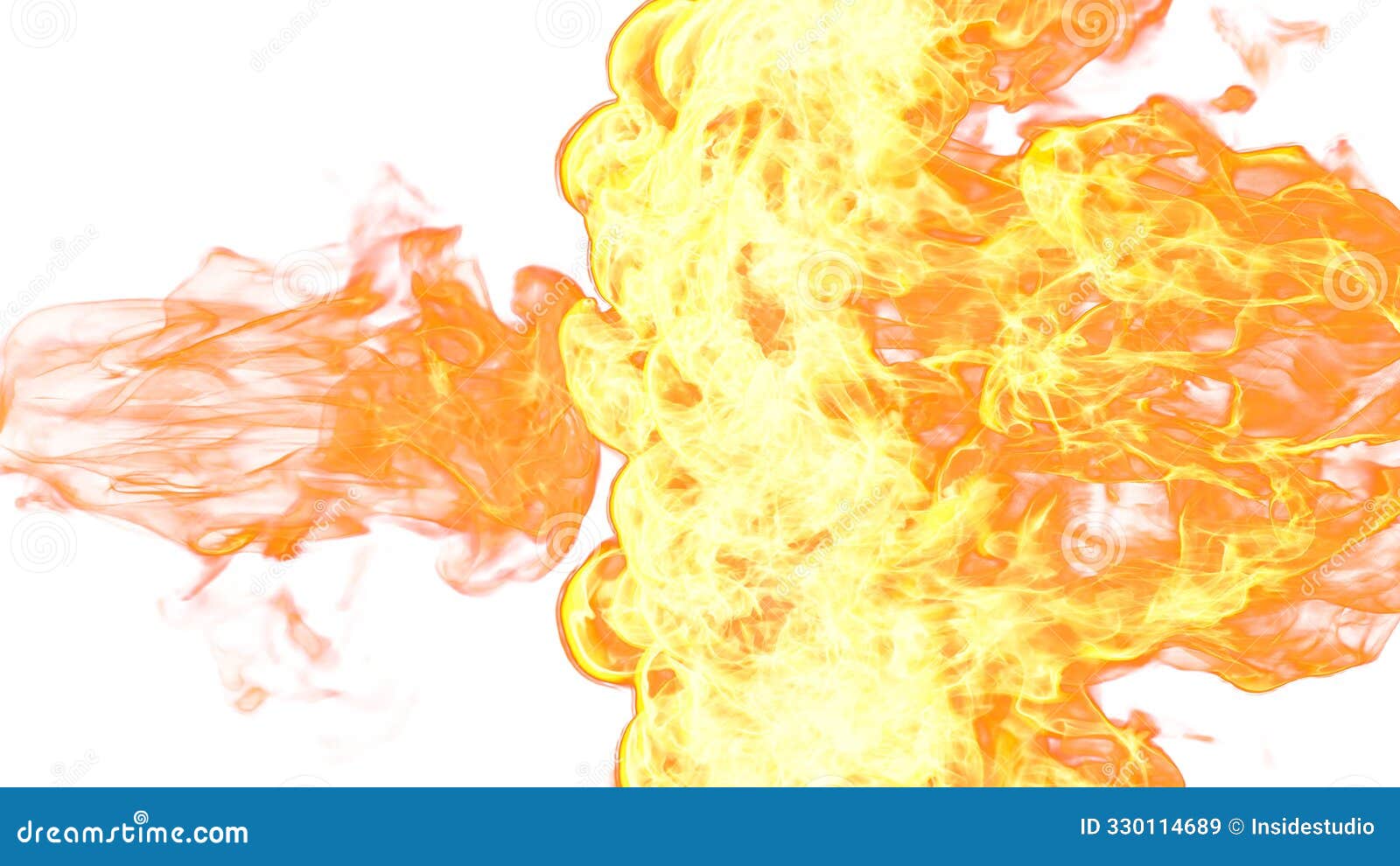 3d Illustration. Tongues of Flame Collide from Opposite Sides on a ...