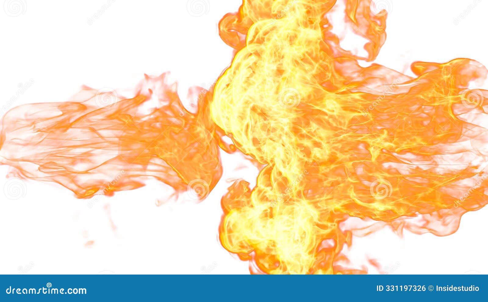 3d Illustration. Tongues of Flame Collide from Opposite Sides on a ...