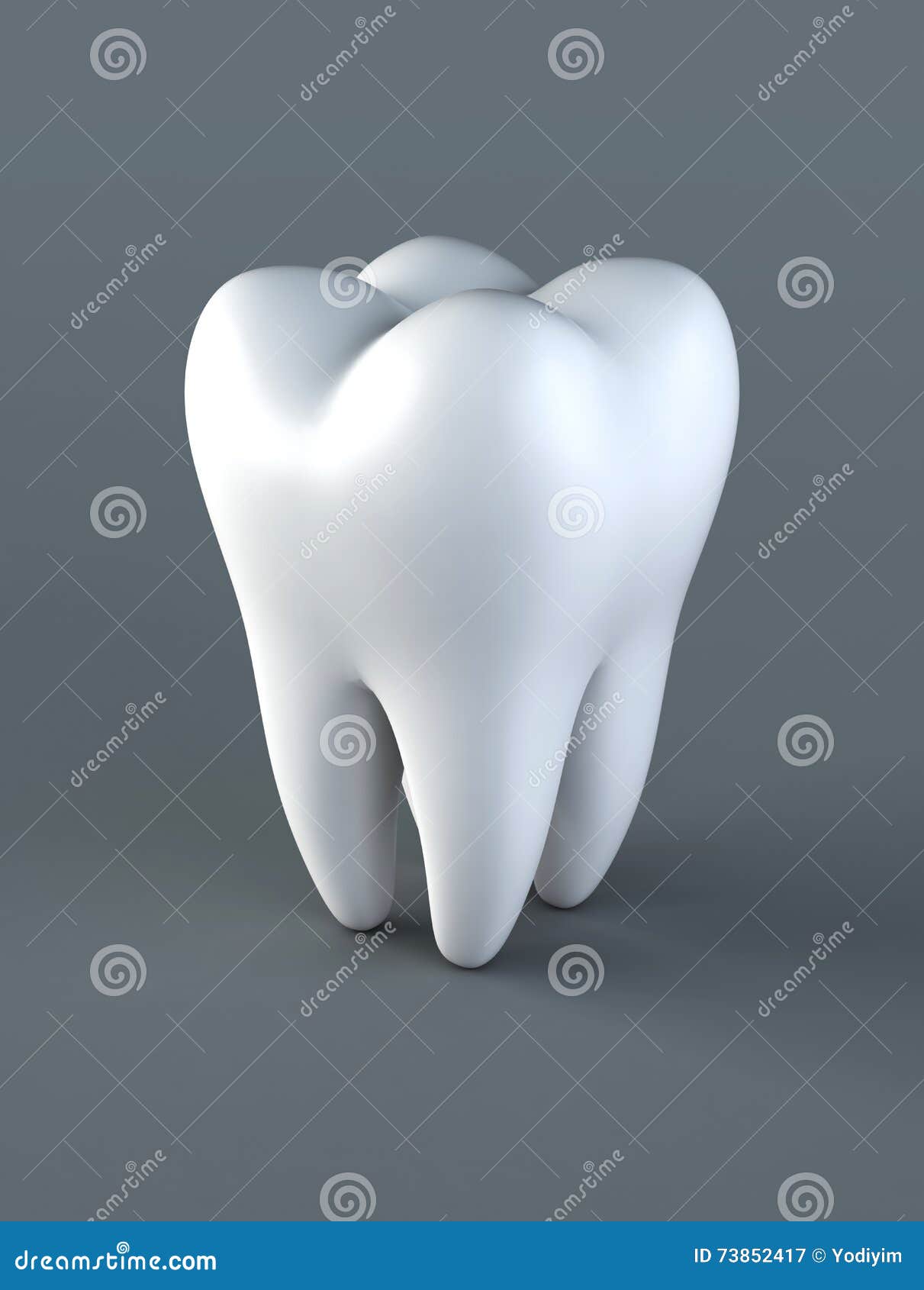 3D Illustration of Tooth on Gray Background. Stock Illustration ...